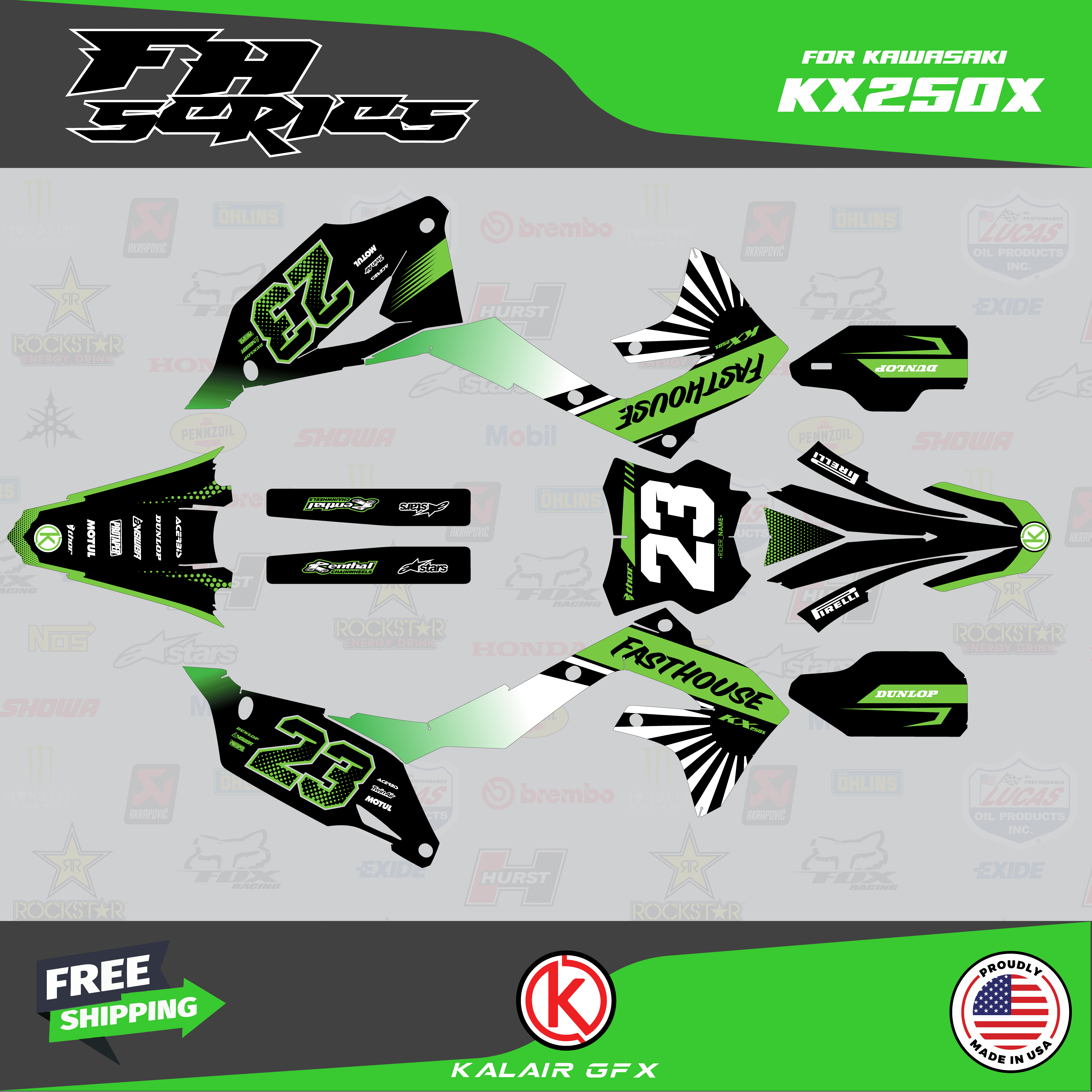 Kalair GFX Graphics Kit for Kawasaki KX250X (2021+) Fh Series - Walmart.com