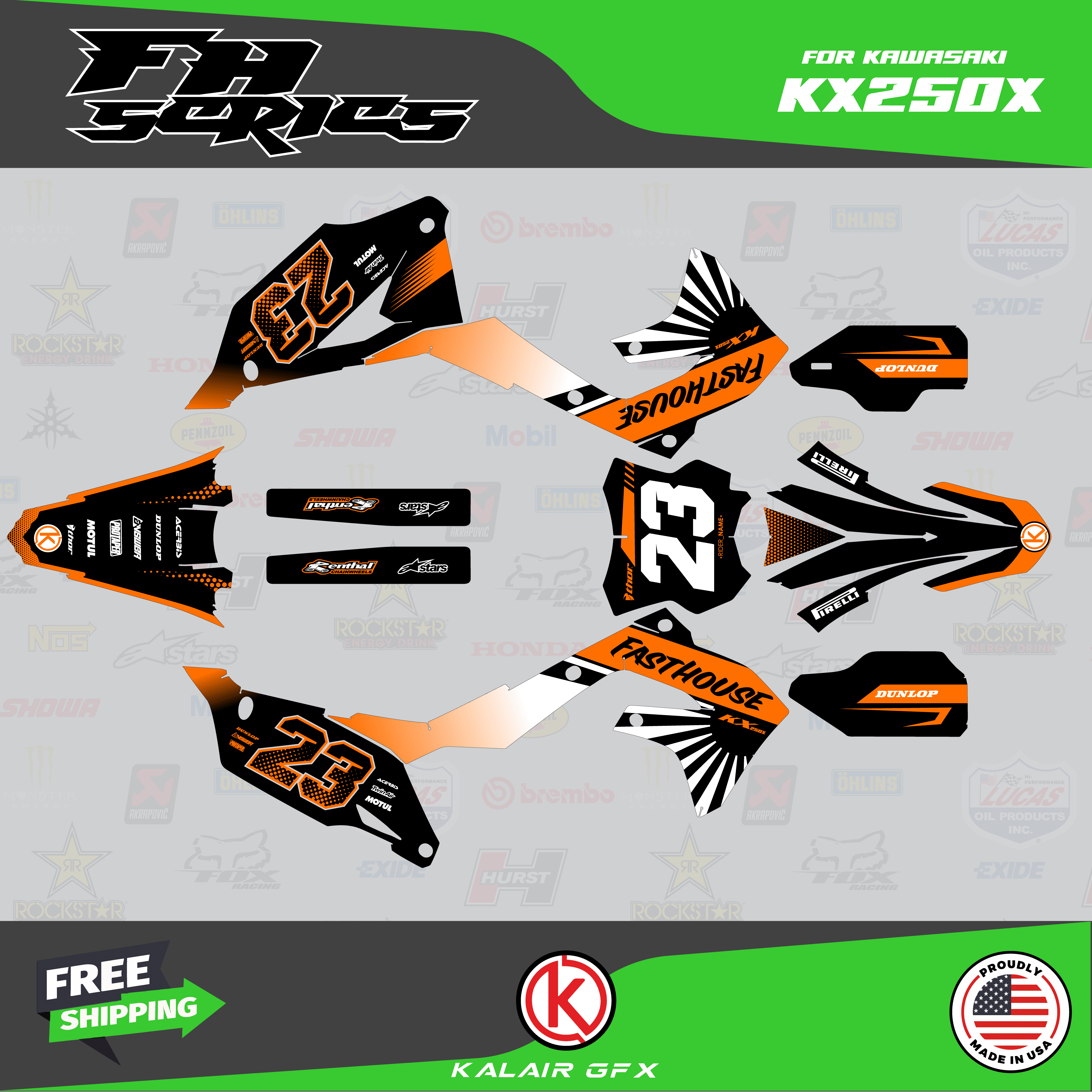Kalair GFX Graphics Kit for Kawasaki KX250X (2021+) Fh Series - Walmart.com