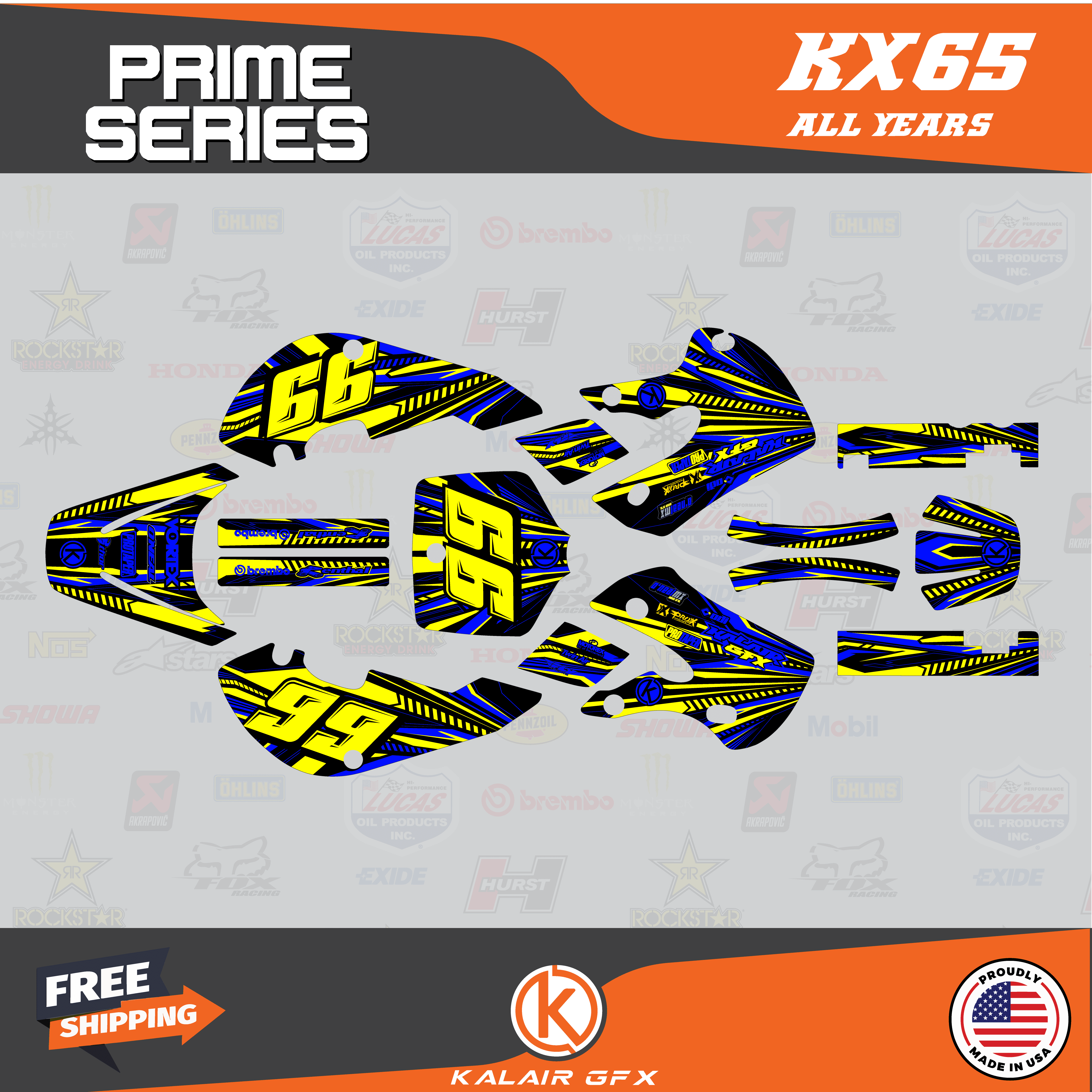 Kalair GFX Graphics Kit for Kawasaki KX65 (1999-2023) Prime Series ...