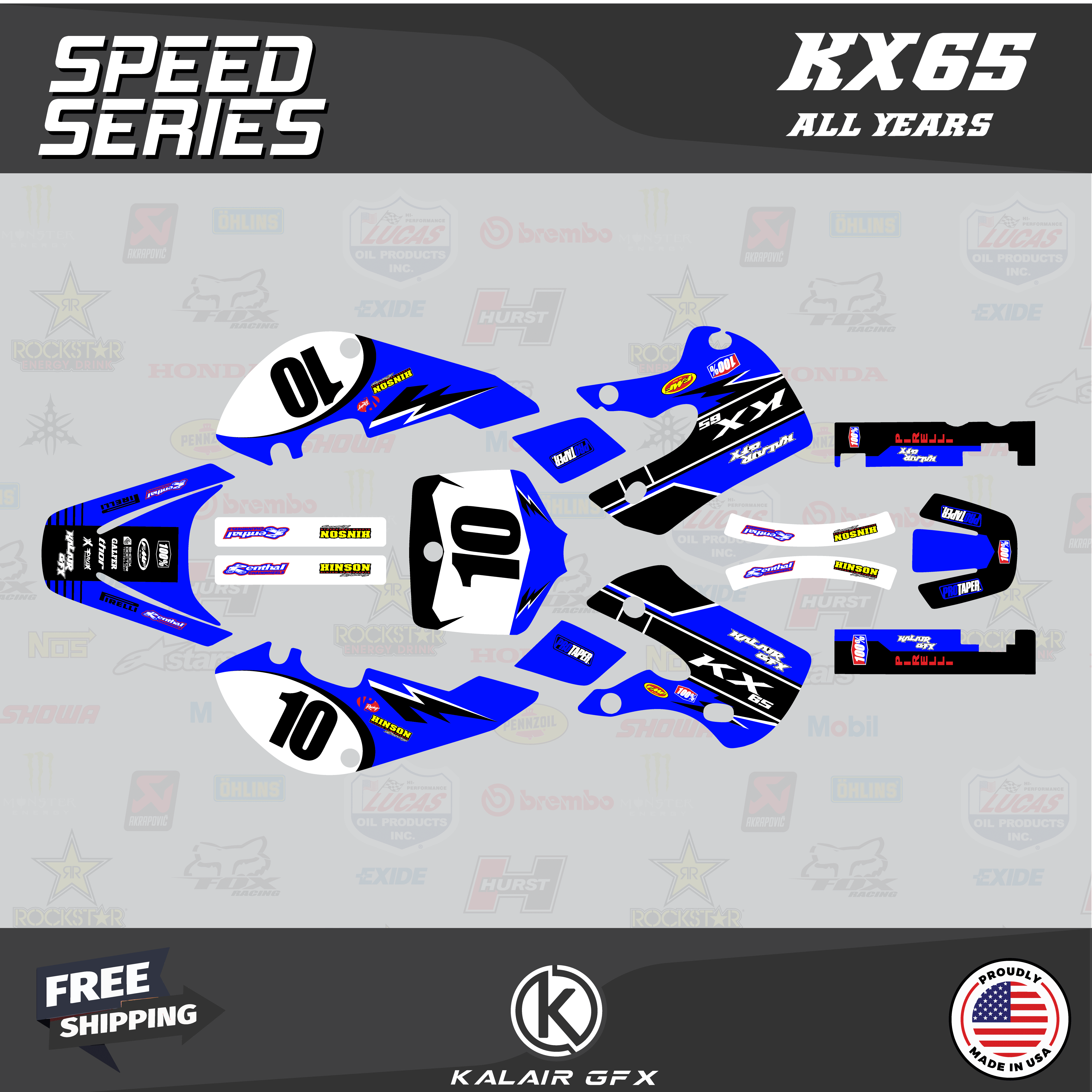Kalair GFX Graphics Kit for Kawasaki KX65 (1999-2023) Speed Series ...