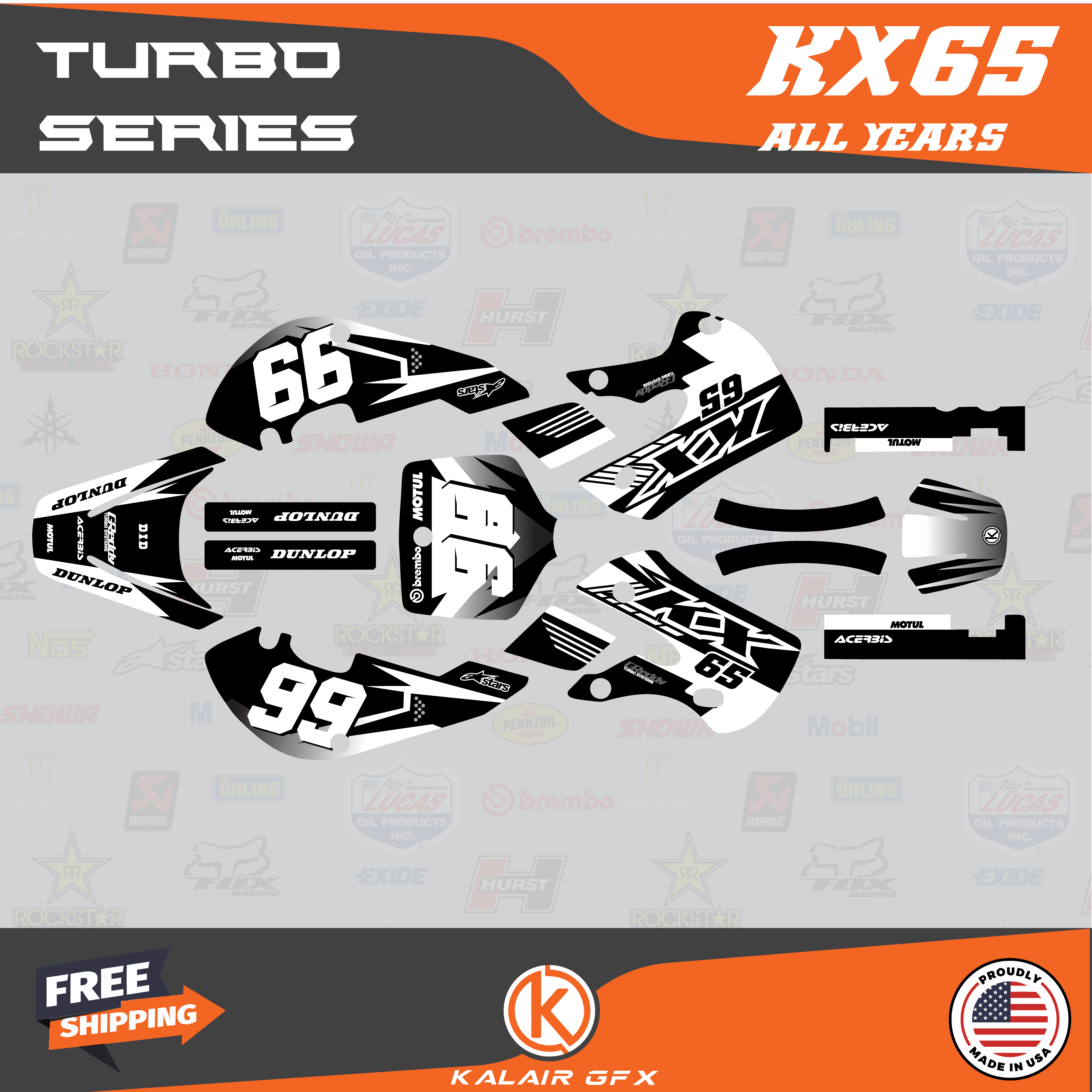 Kalair GFX Graphics Kit for Kawasaki KX65 (1999-2023) Turbo Series ...