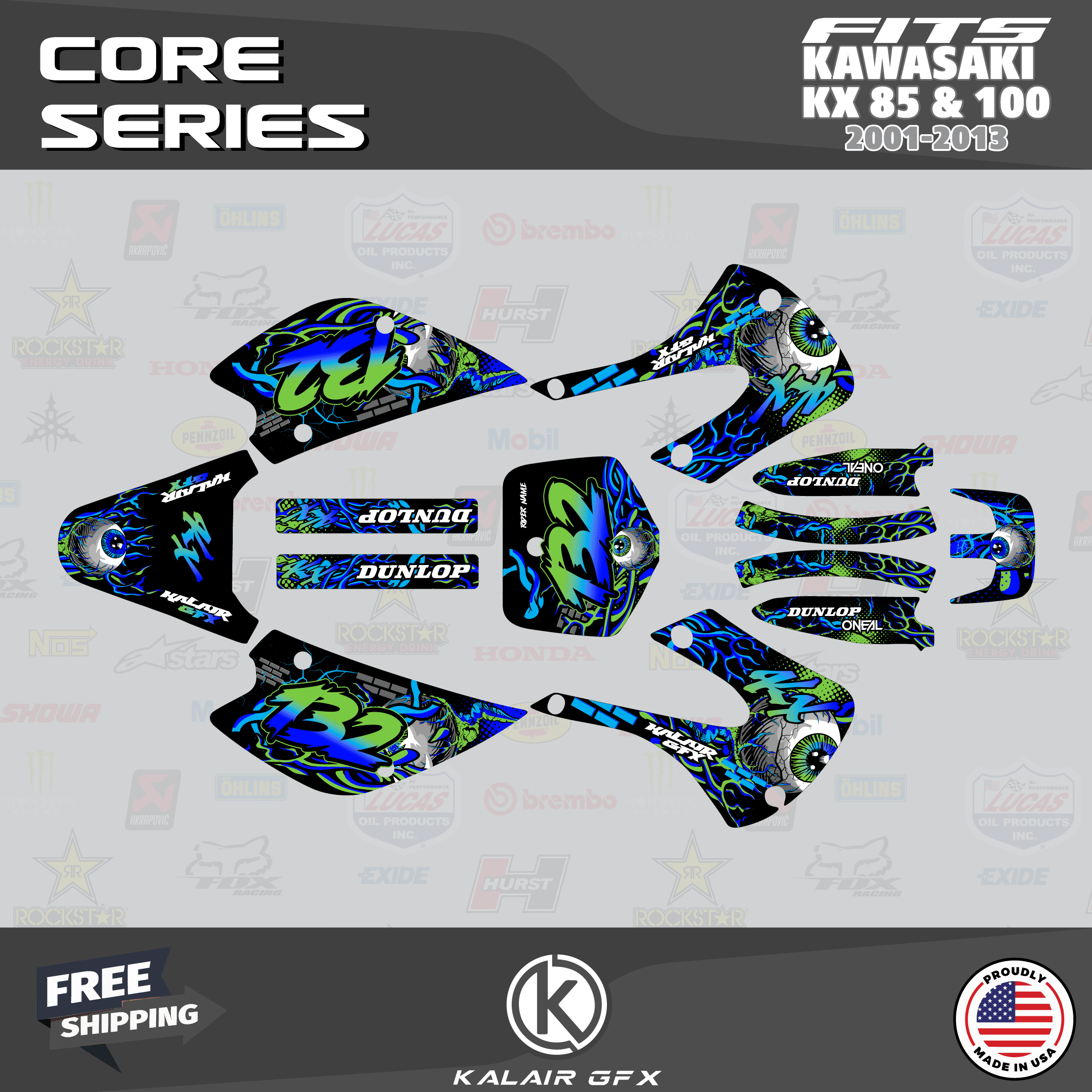 Kalair GFX Graphics Kit for Kawasaki KX85 (2001-2013) Core Series ...