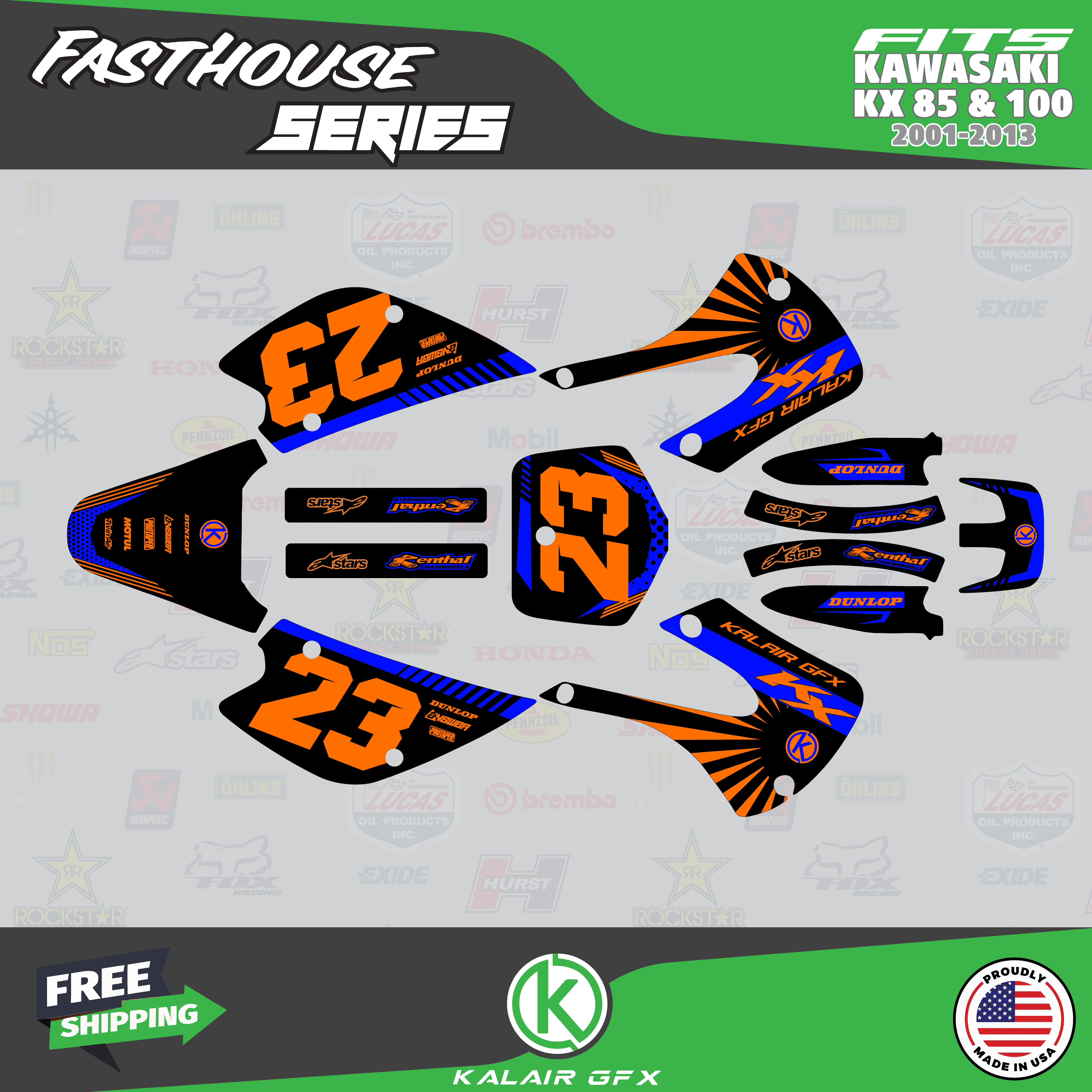 Kalair GFX Graphics Kit for Kawasaki KX85 (2001-2013) Fh Series ...