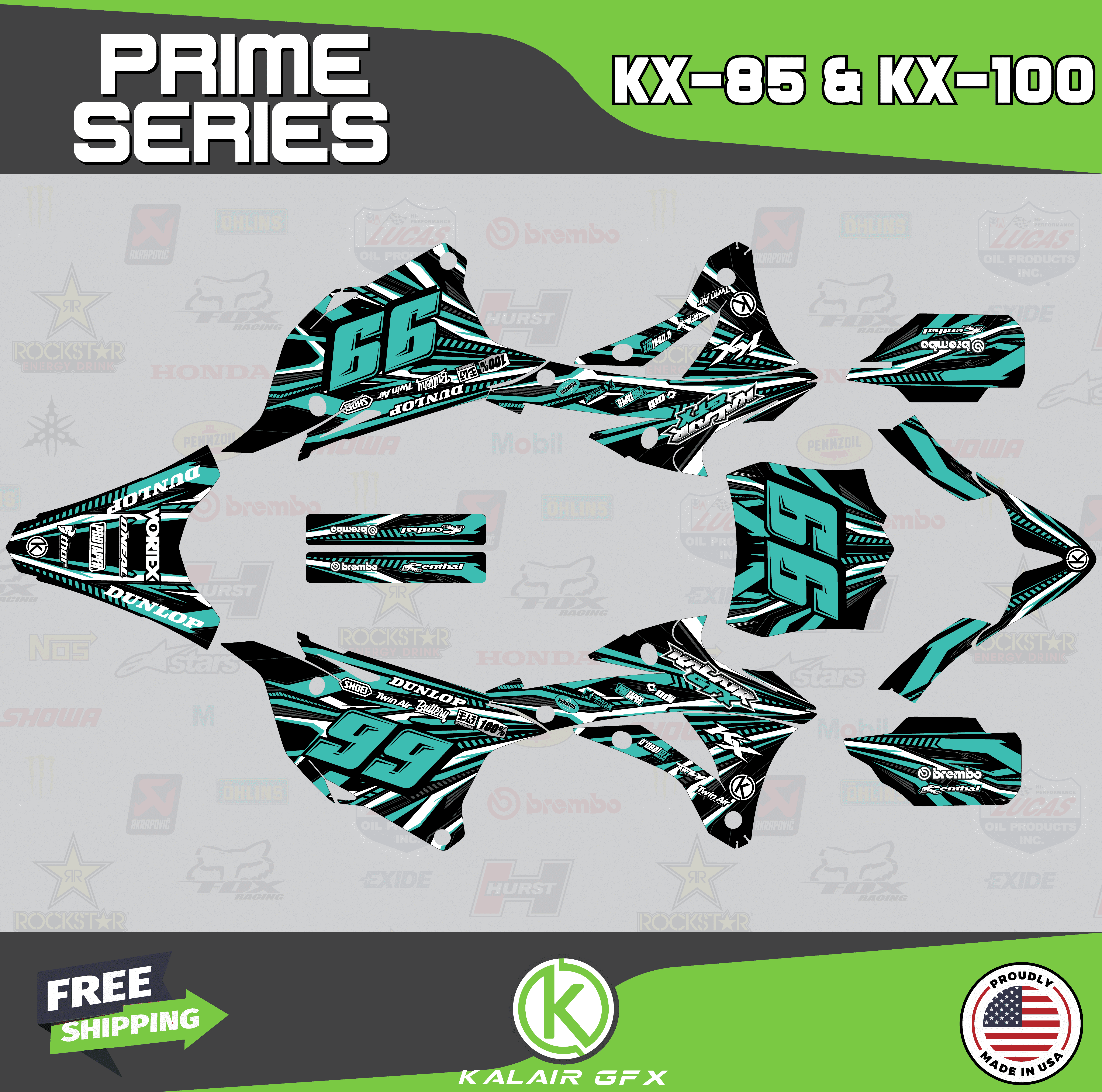 Kalair GFX Graphics Kit for Kawasaki KX85 (2014-2021) Prime Series ...