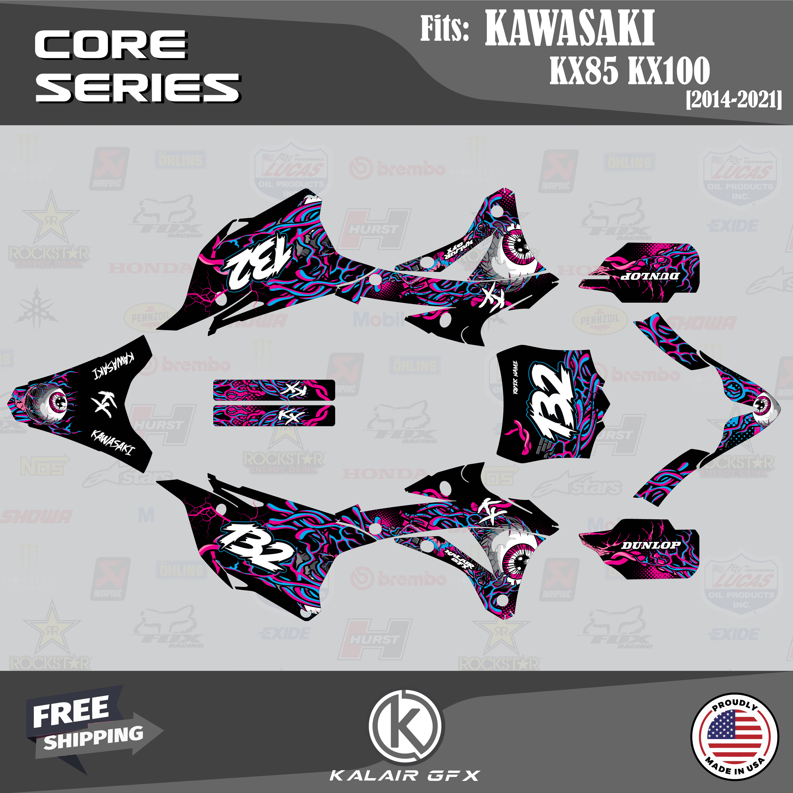 Kalair GFX Graphics Kit for Kawasaki KX85 (2014-2023) Core Series ...