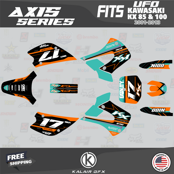 Kalair GFX Graphics Kit for Kawasaki KX85 UFO RESTYLE (2001-2013) Axis ...