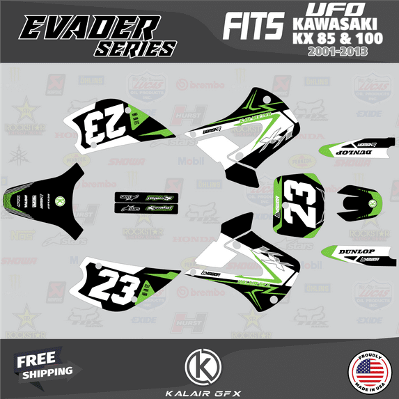 Kalair GFX Graphics Kit for Kawasaki KX85 UFO RESTYLE (2001-2013 ...