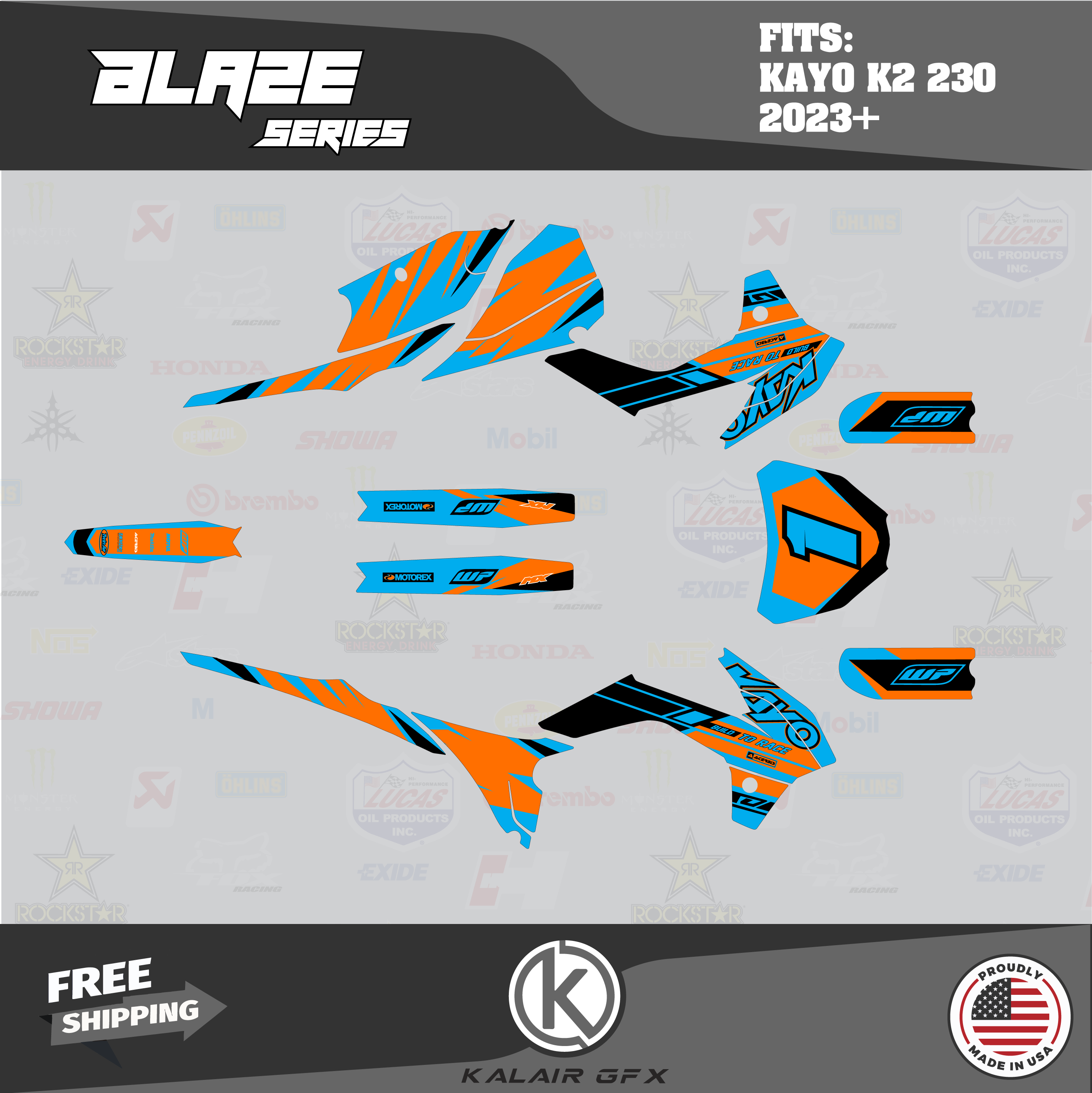 Kalair GFX Graphics Kit for Kayo K2 230 (All Years) Blaze Series ...
