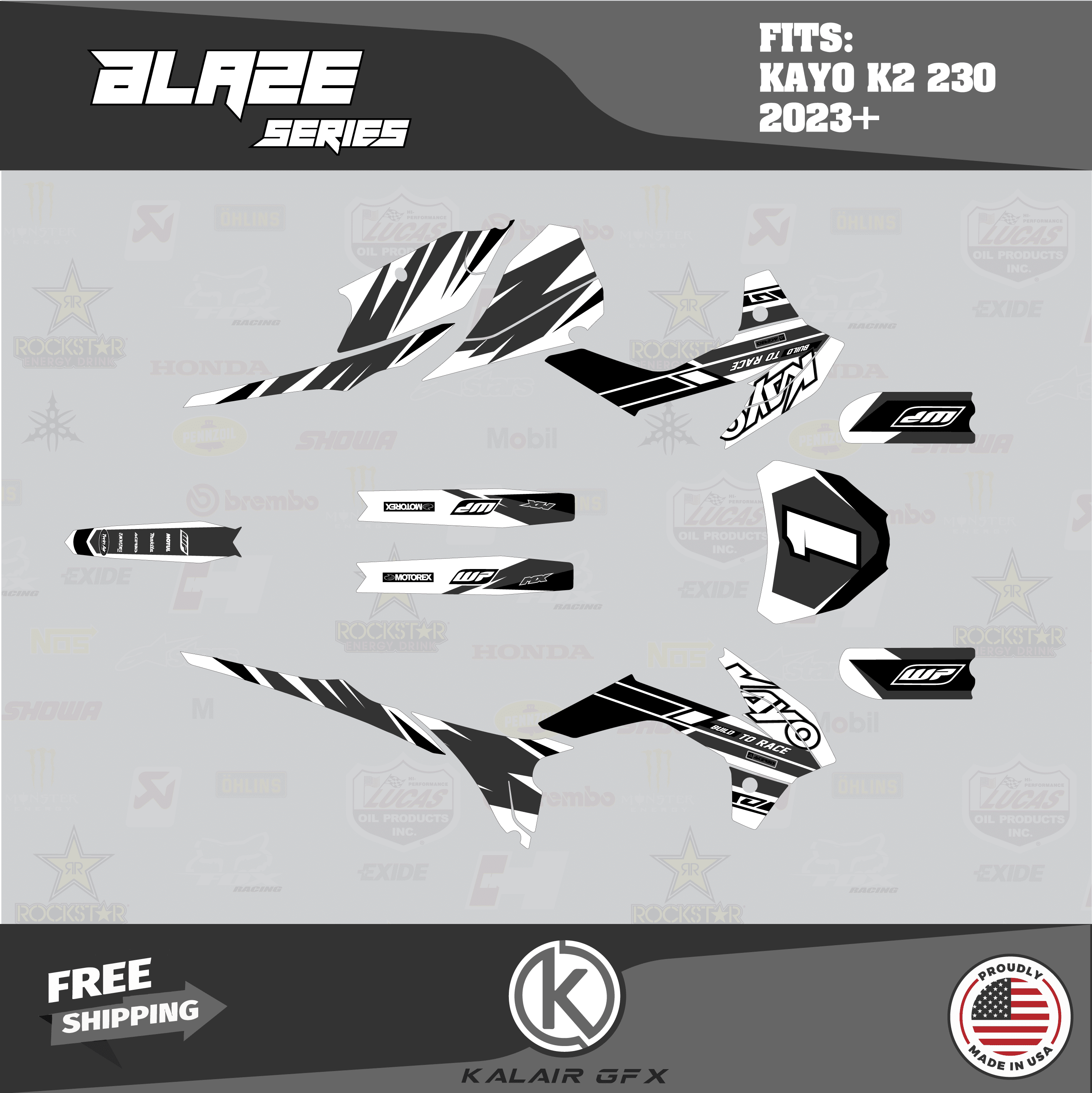 Kalair GFX Graphics Kit for Kayo K2 230 (All Years) Blaze Series ...