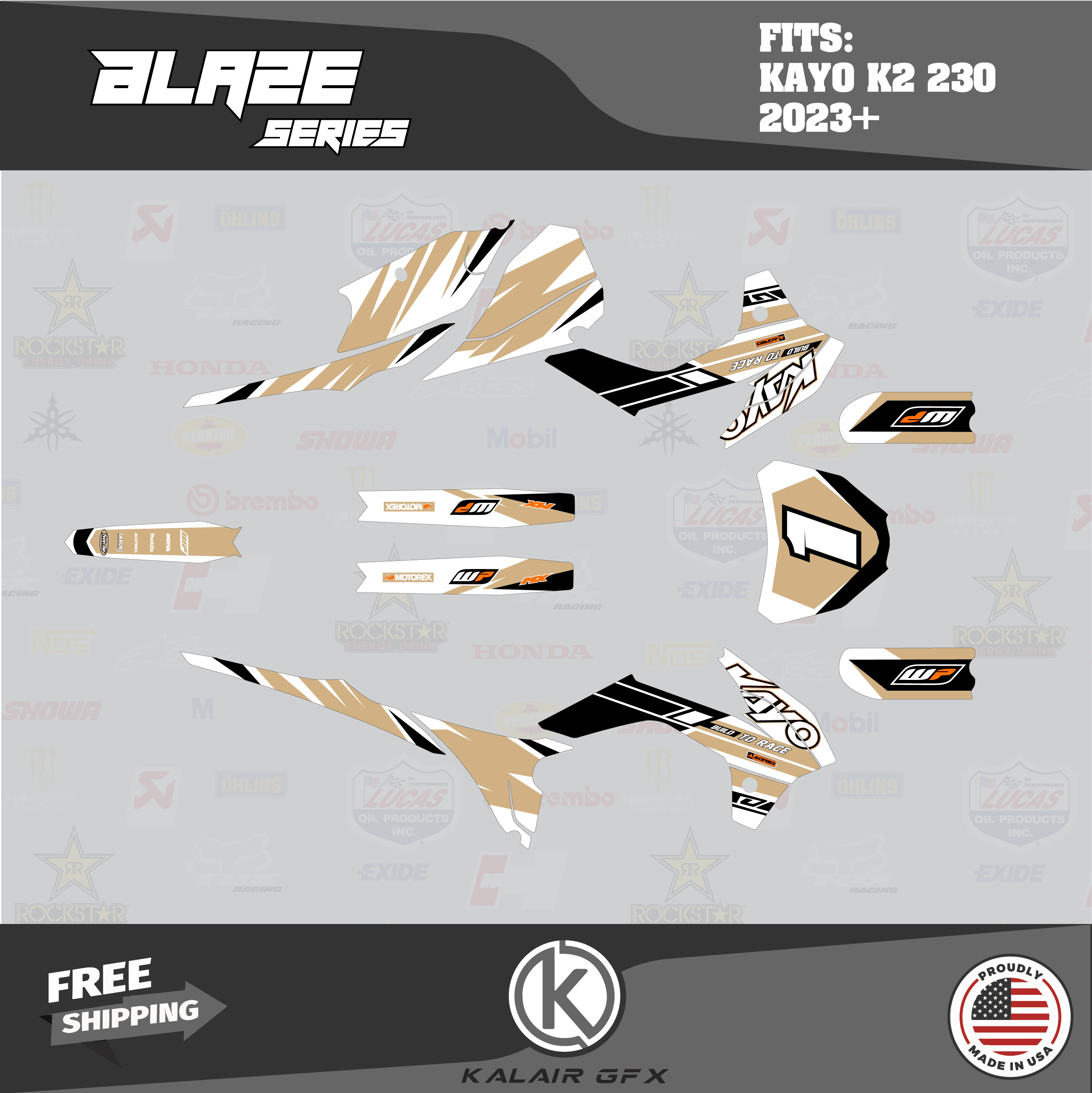 Kalair GFX Graphics Kit for Kayo K2 230 (All Years) Blaze Series ...