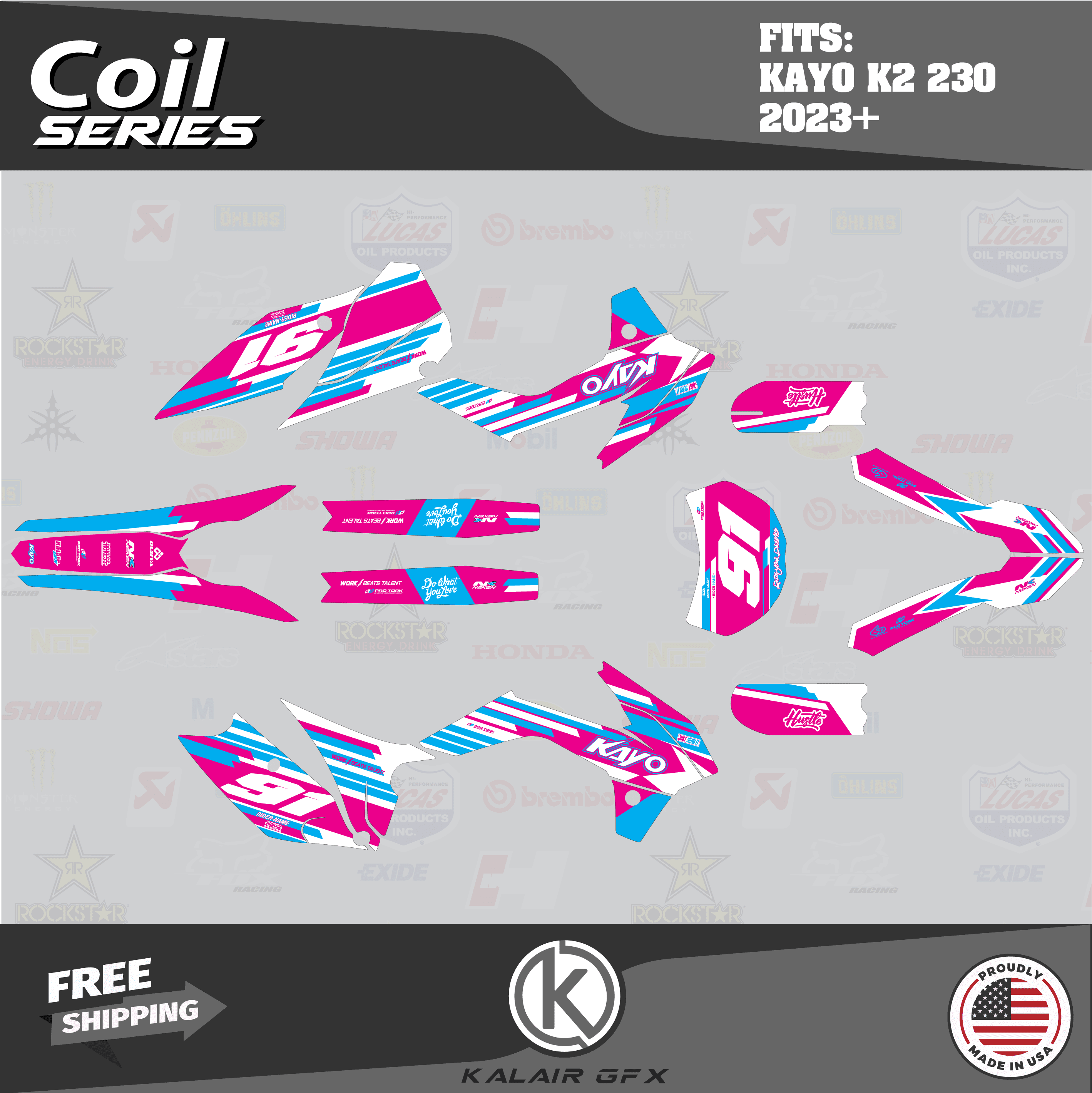 Kalair GFX Graphics Kit for Kayo K2 230 (All Years) Coil Series - Walmart.com