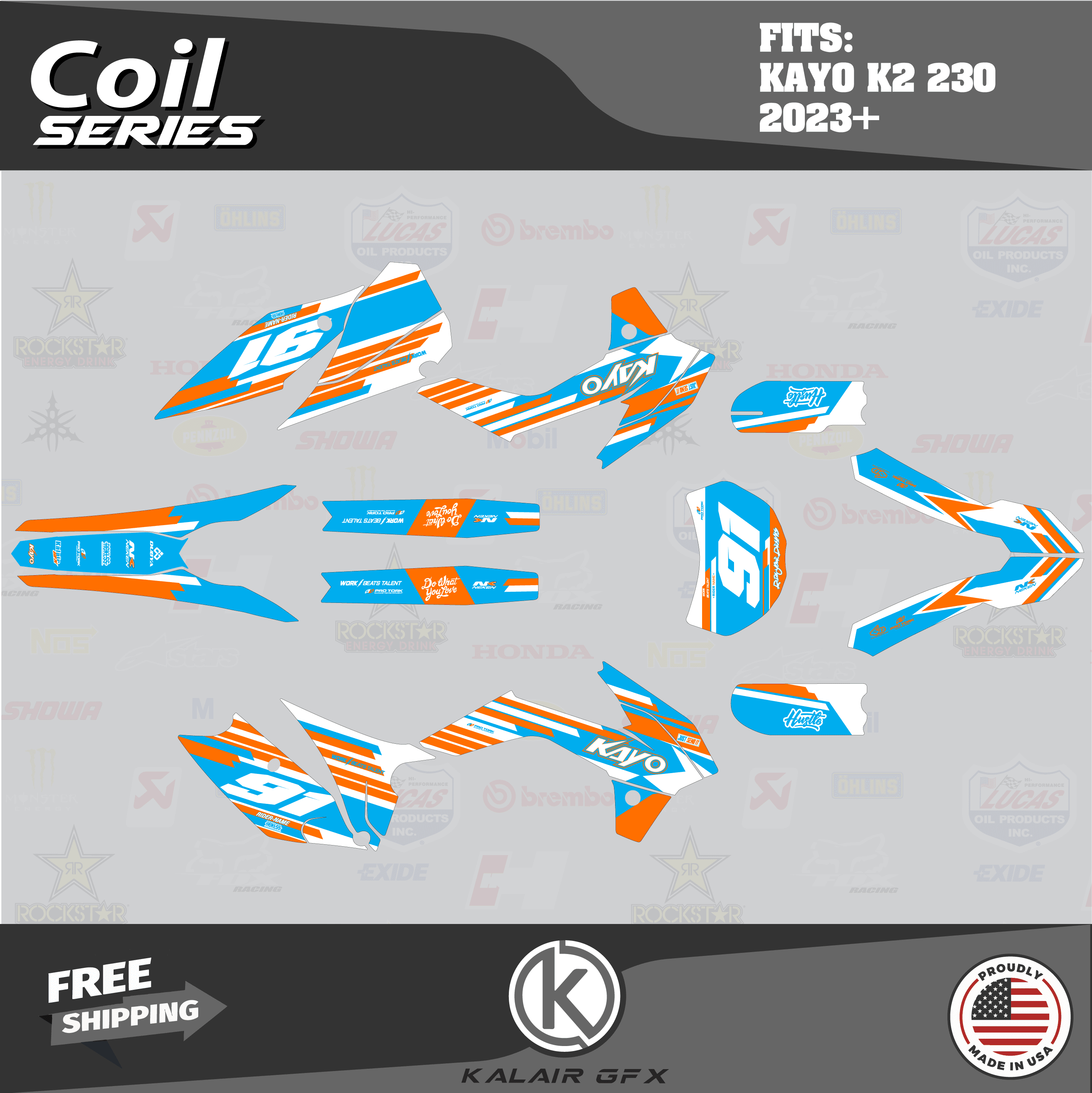 Kalair GFX Graphics Kit for Kayo K2 230 (All Years) Coil Series ...