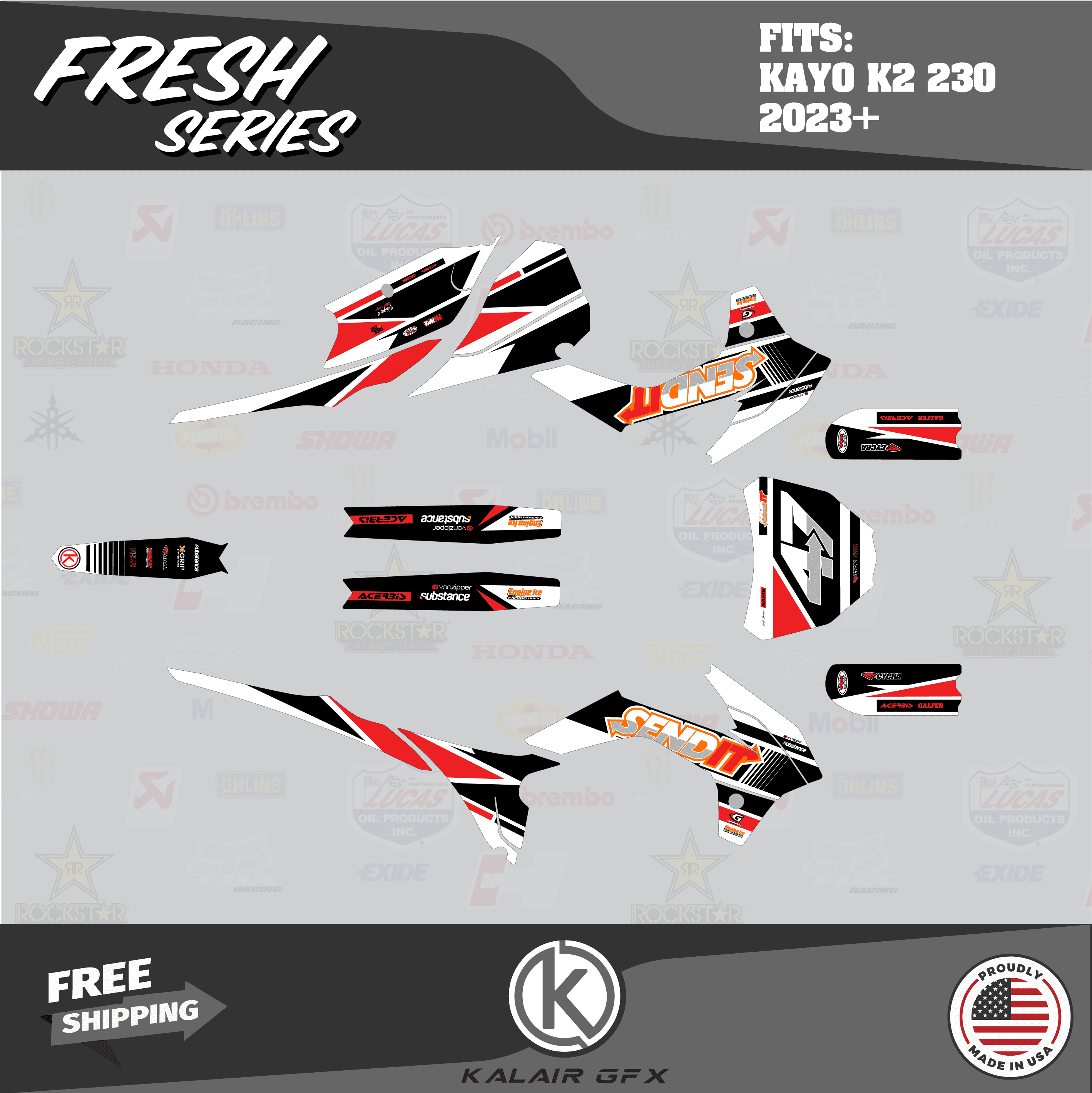 Kalair GFX Graphics Kit for Kayo K2 230 (All Years) Fresh Series ...