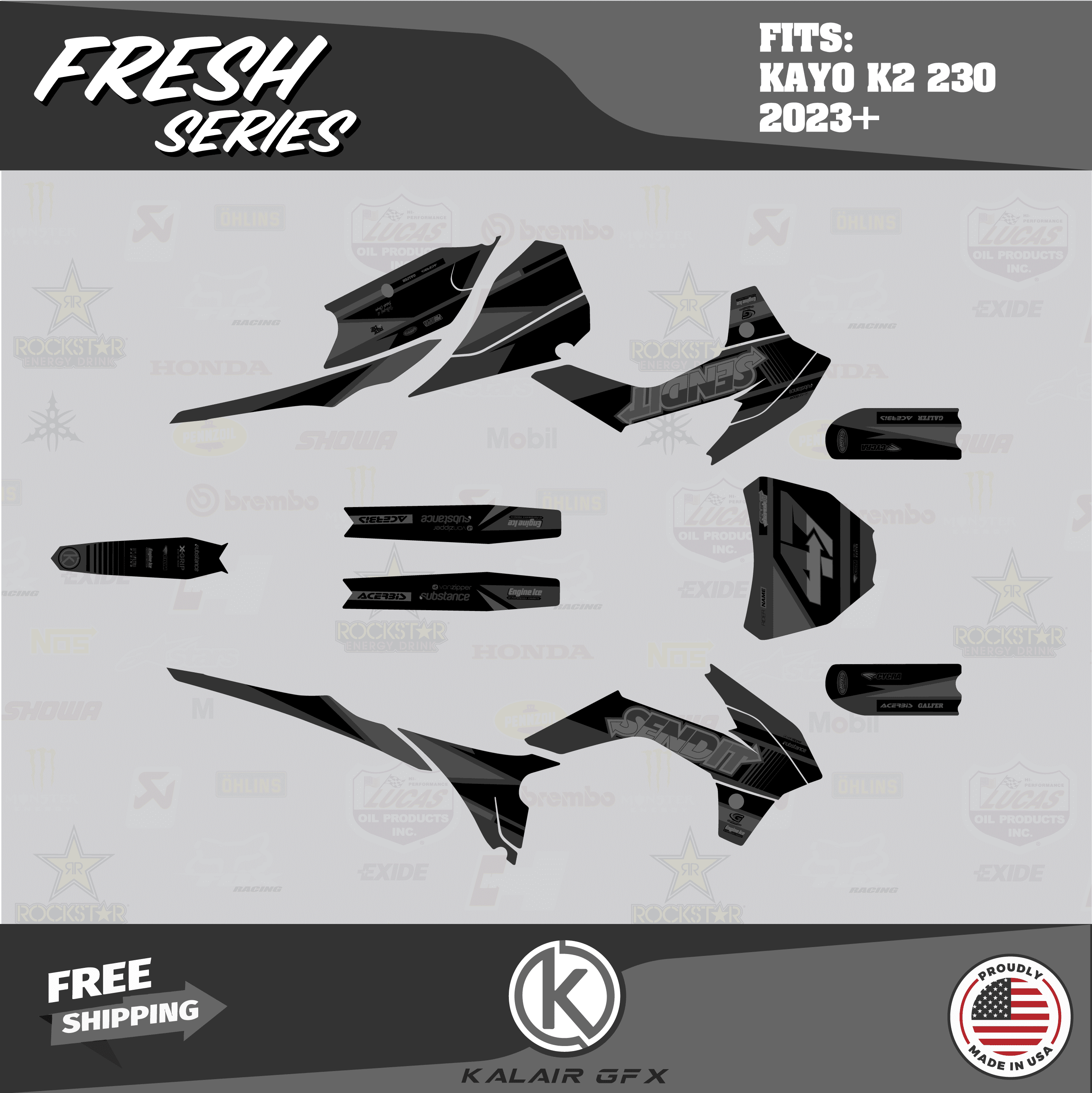 Kalair GFX Graphics Kit for Kayo K2 230 (All Years) Fresh Series ...