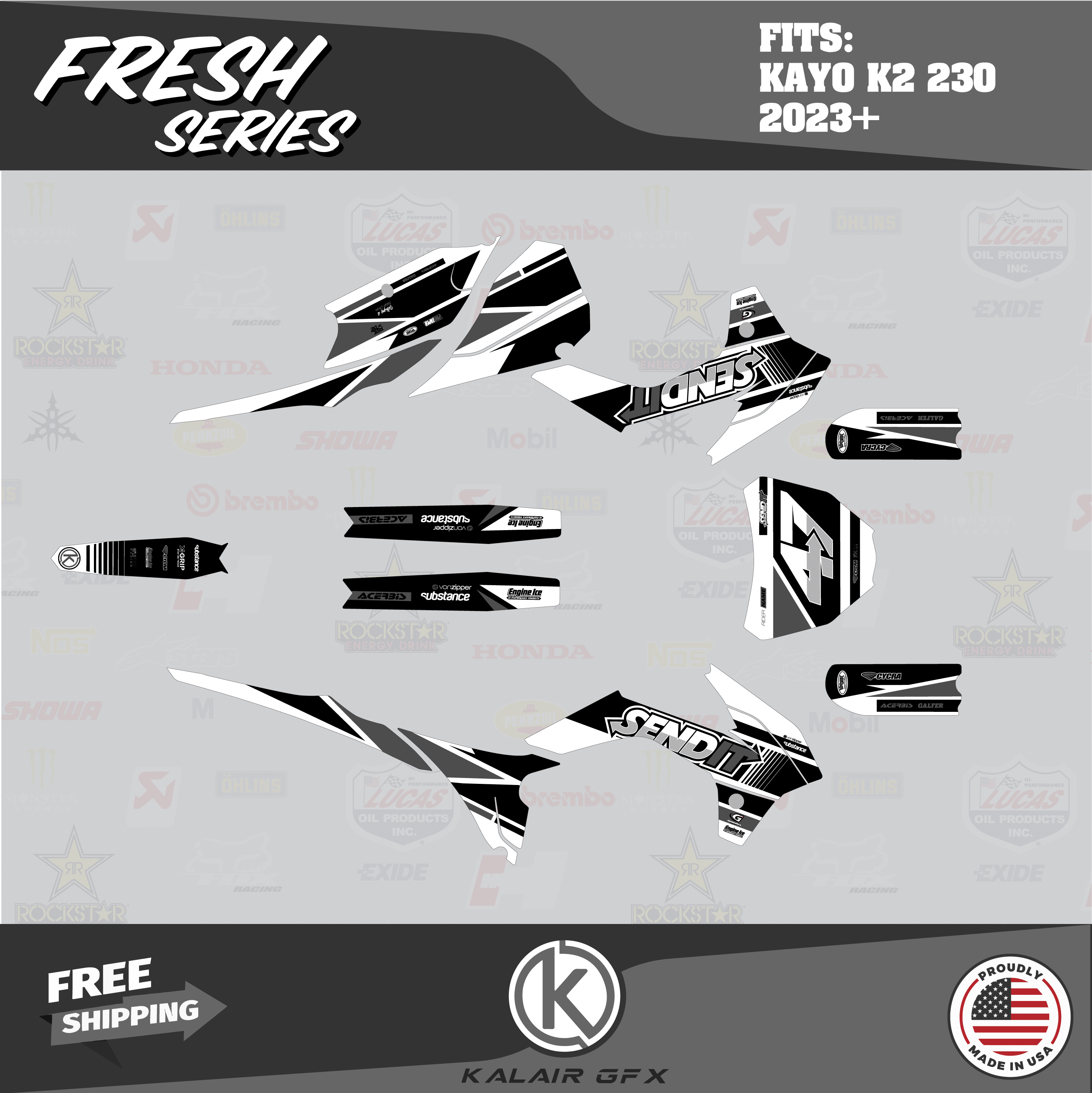 Kalair GFX Graphics Kit for Kayo K2 230 (All Years) Fresh Series ...
