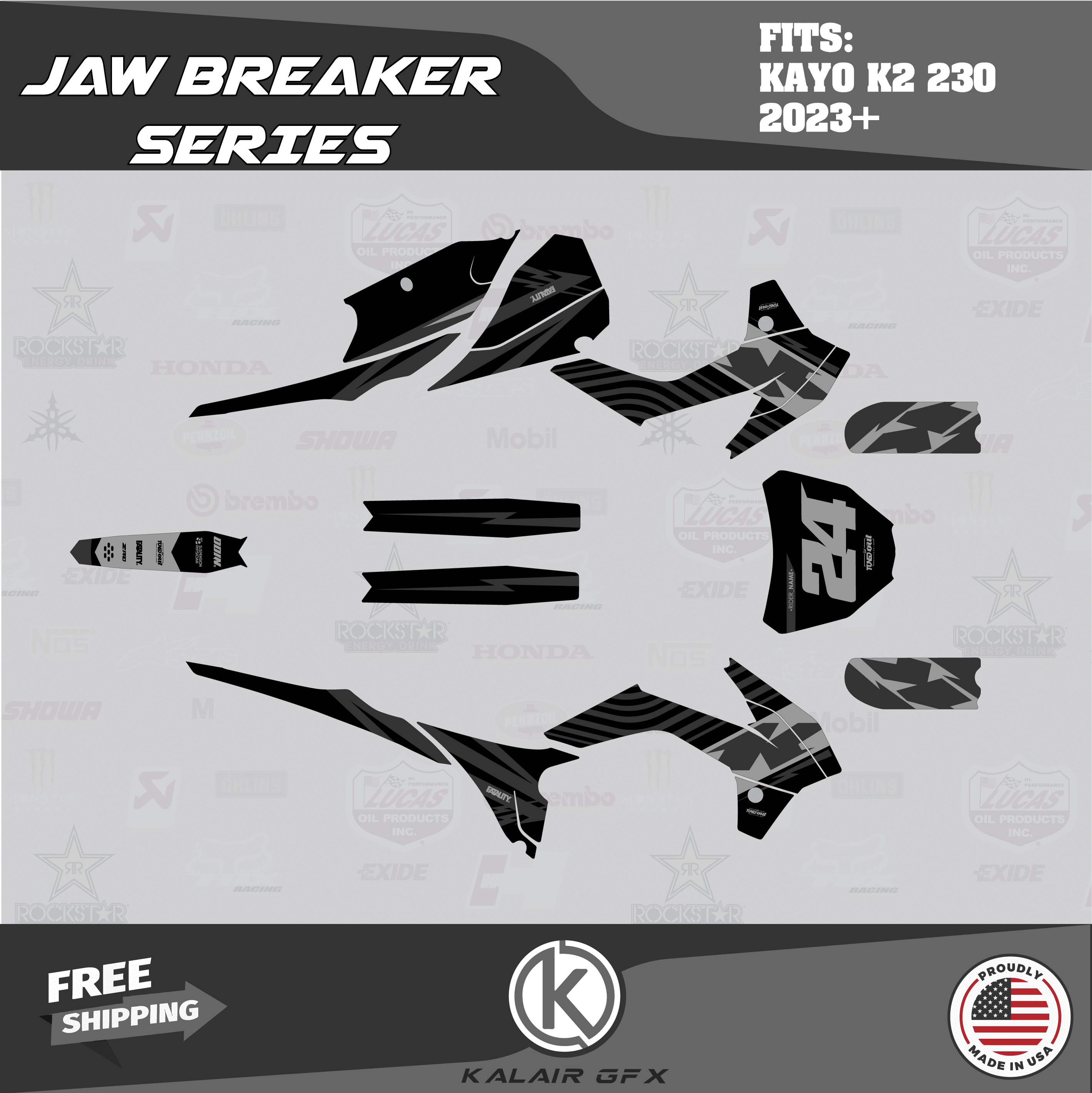 Kalair GFX Graphics Kit for Kayo K2 230 (All Years) Jawbreaker Series ...