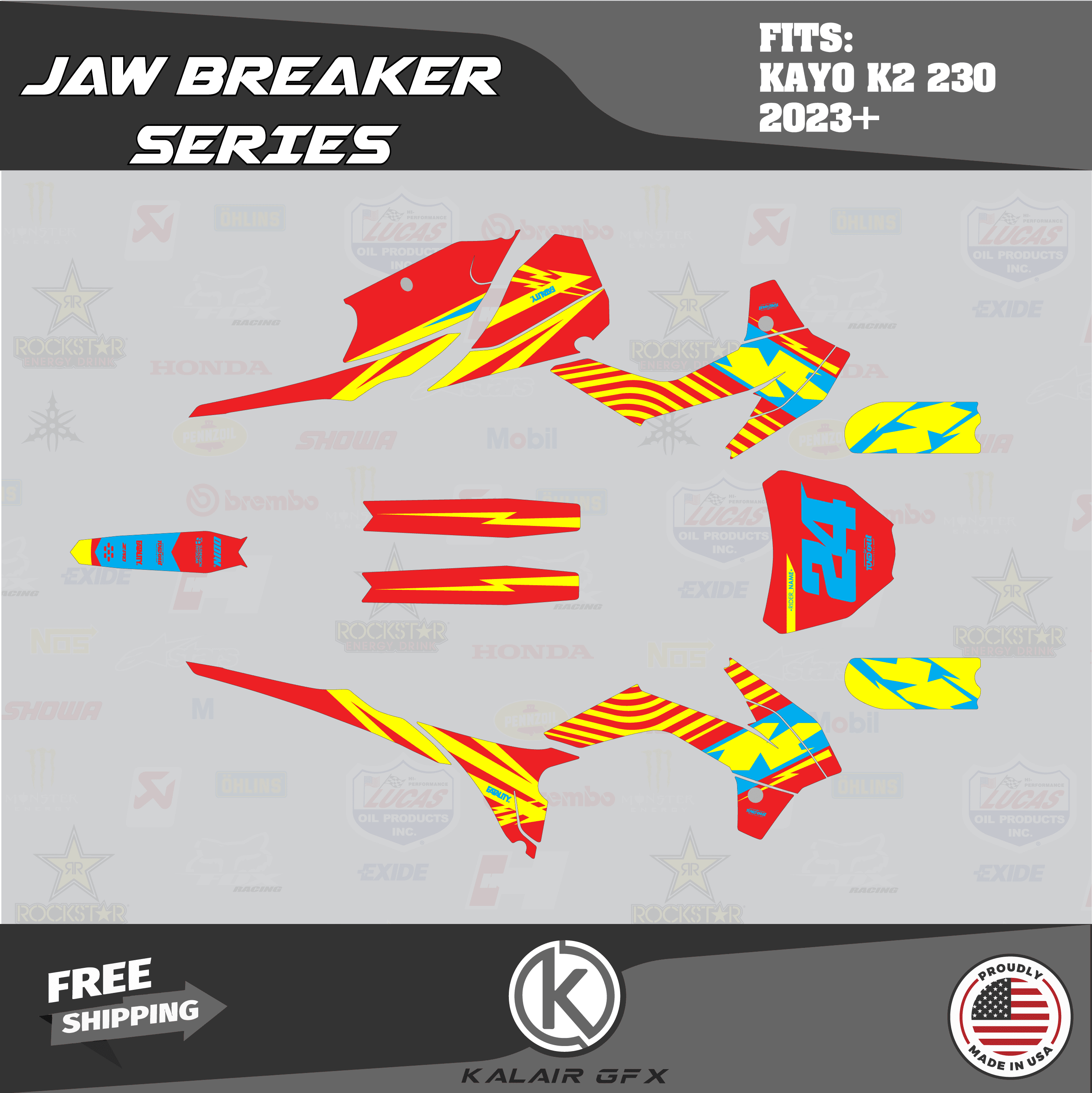 Kalair GFX Graphics Kit for Kayo K2 230 (All Years) Jawbreaker Series ...