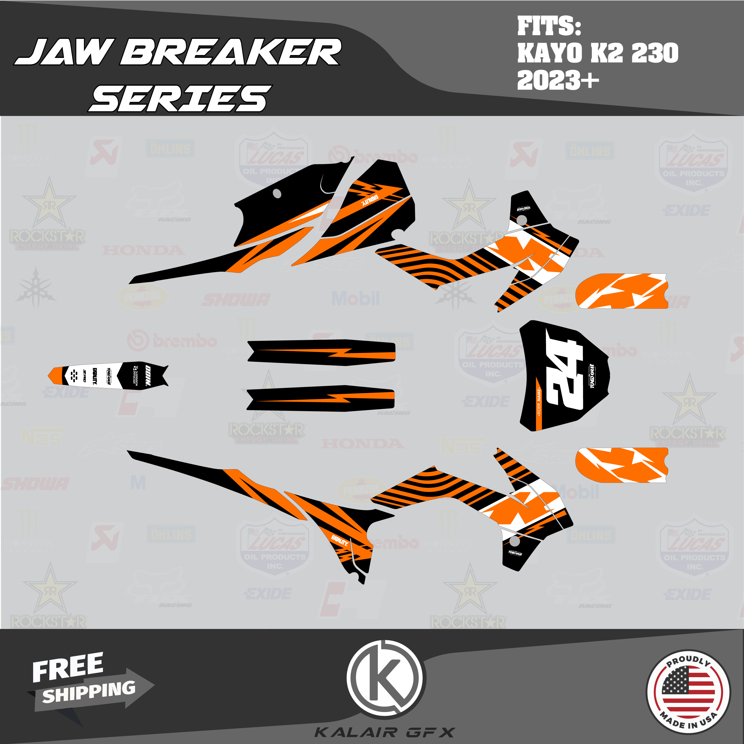 Kalair GFX Graphics Kit for Kayo K2 230 (All Years) Jawbreaker Series ...