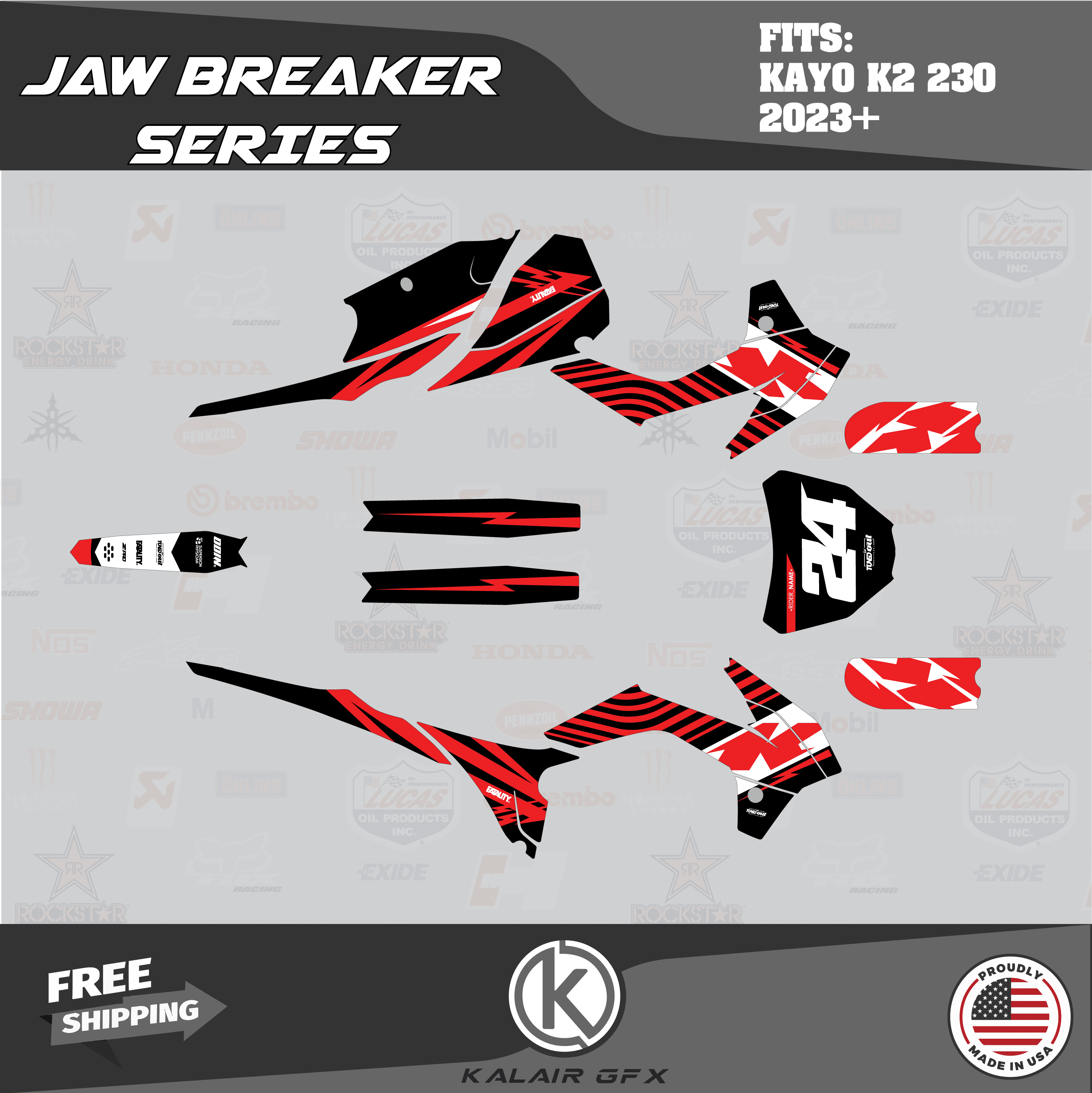 Kalair GFX Graphics Kit for Kayo K2 230 (All Years) Jawbreaker Series ...