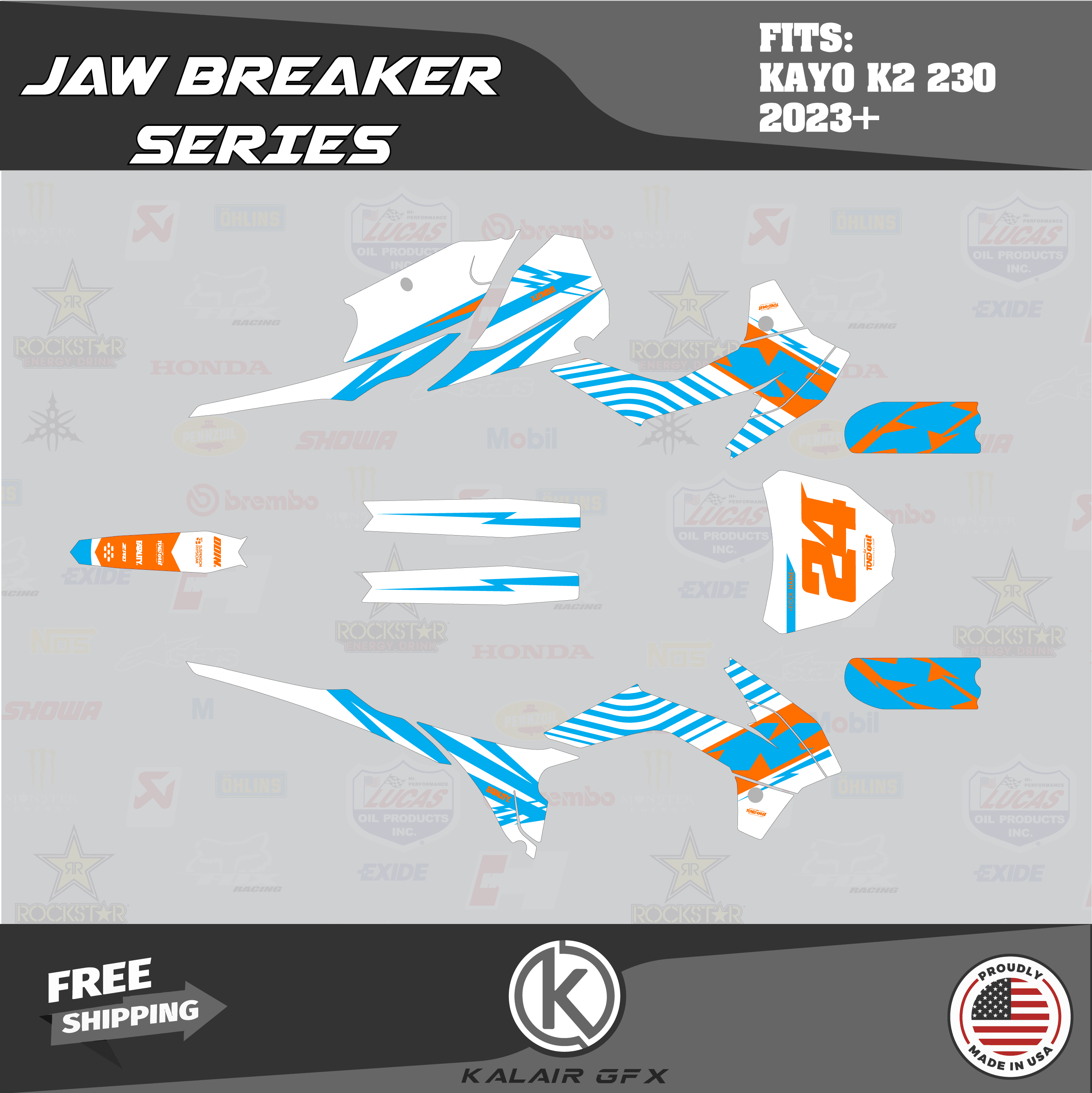 Kalair GFX Graphics Kit for Kayo K2 230 (All Years) Jawbreaker Series ...