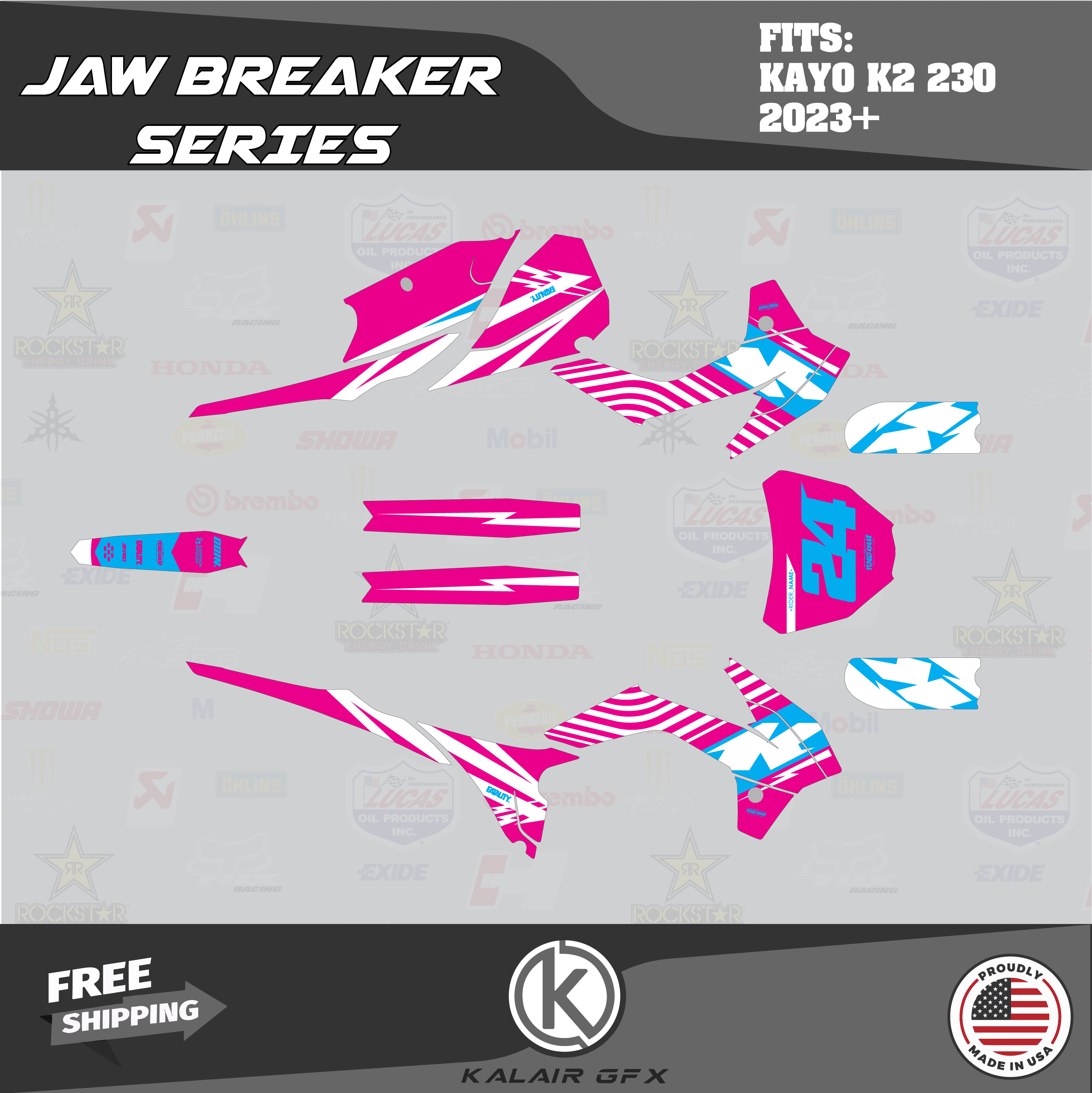 Kalair GFX Graphics Kit for Kayo K2 230 (All Years) Jawbreaker Series ...