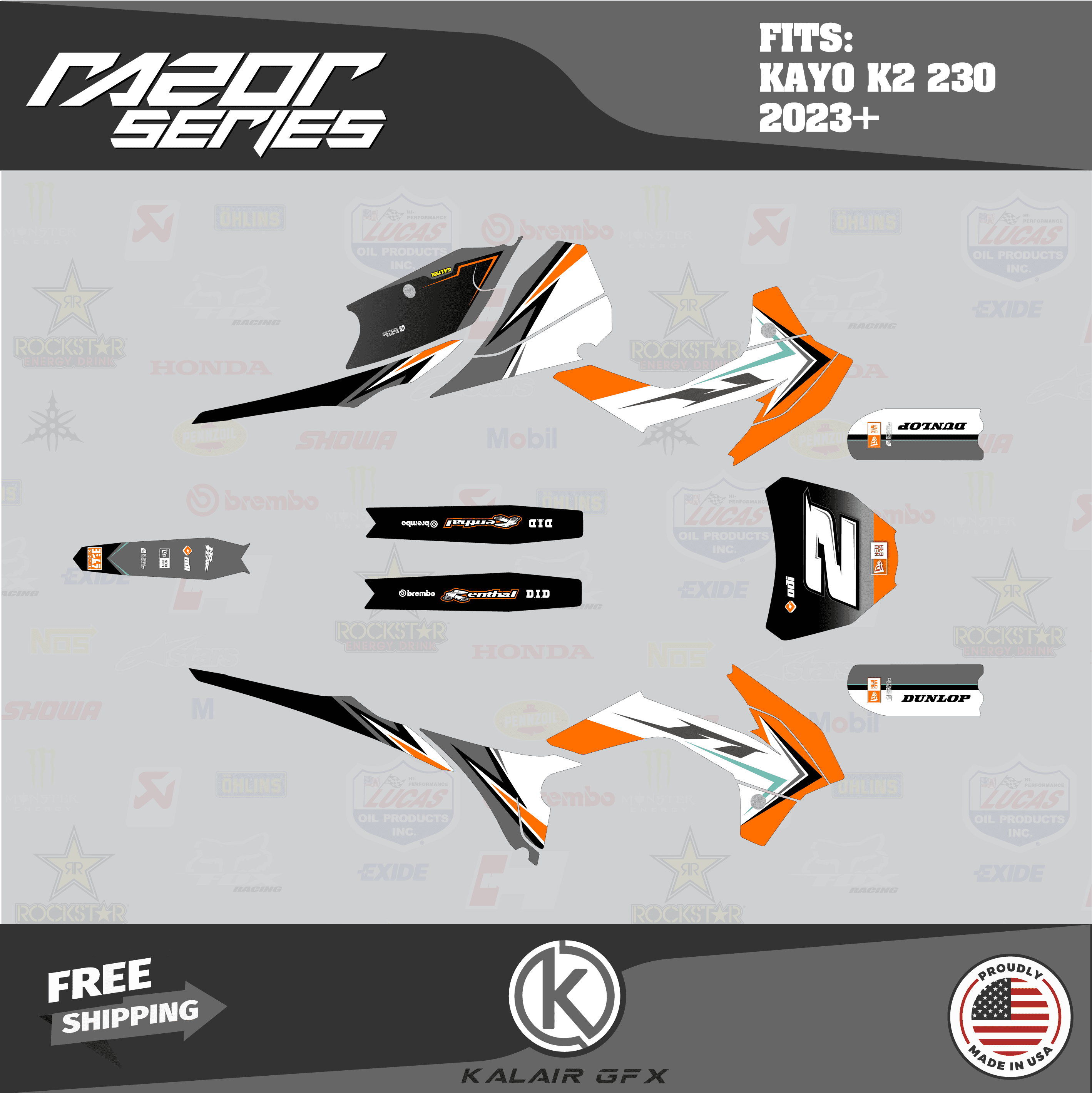 Kalair GFX Graphics Kit for Kayo K2 230 (All Years) Razor Series ...