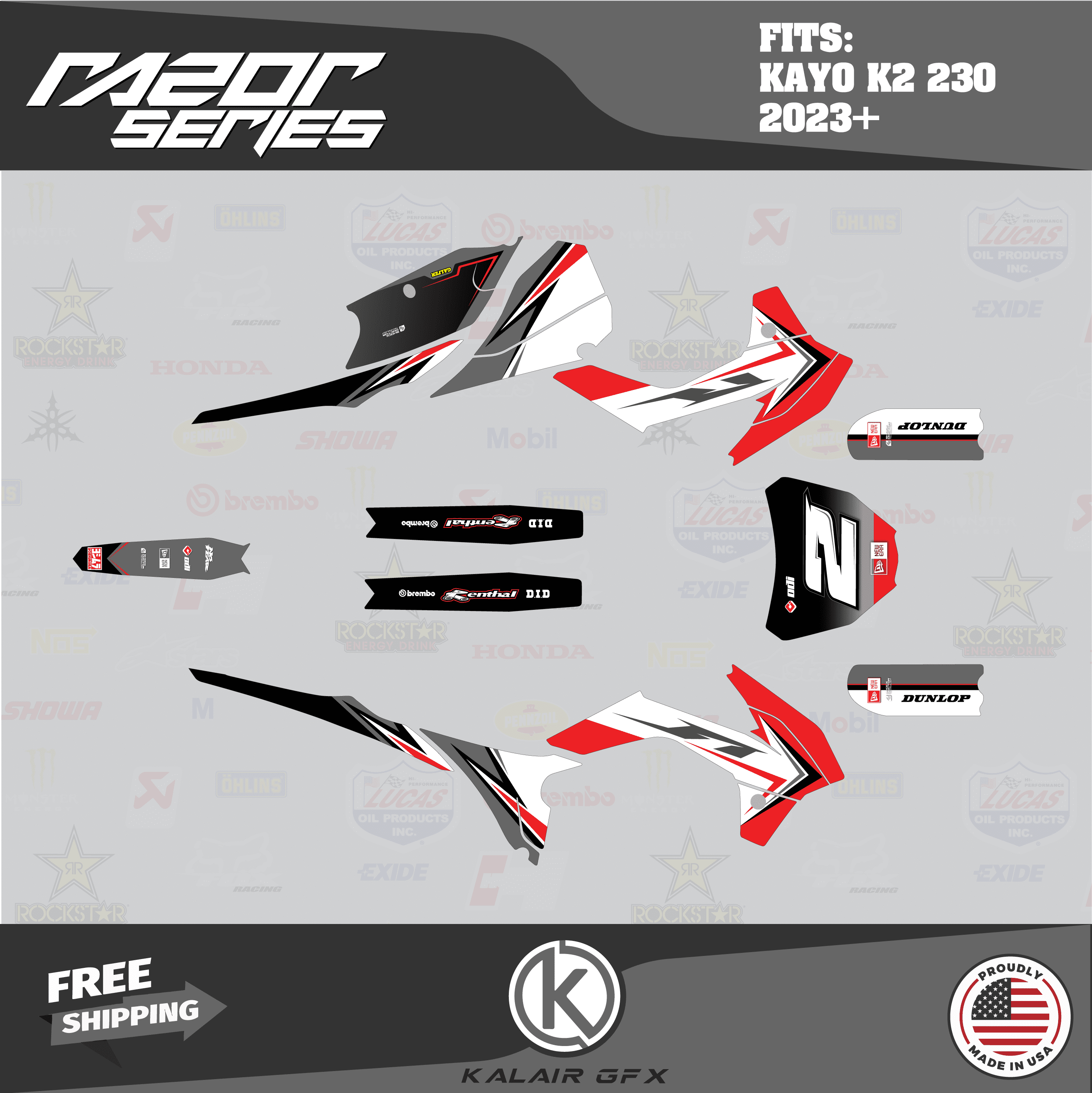 Kalair GFX Graphics Kit for Kayo K2 230 (All Years) Razor Series ...