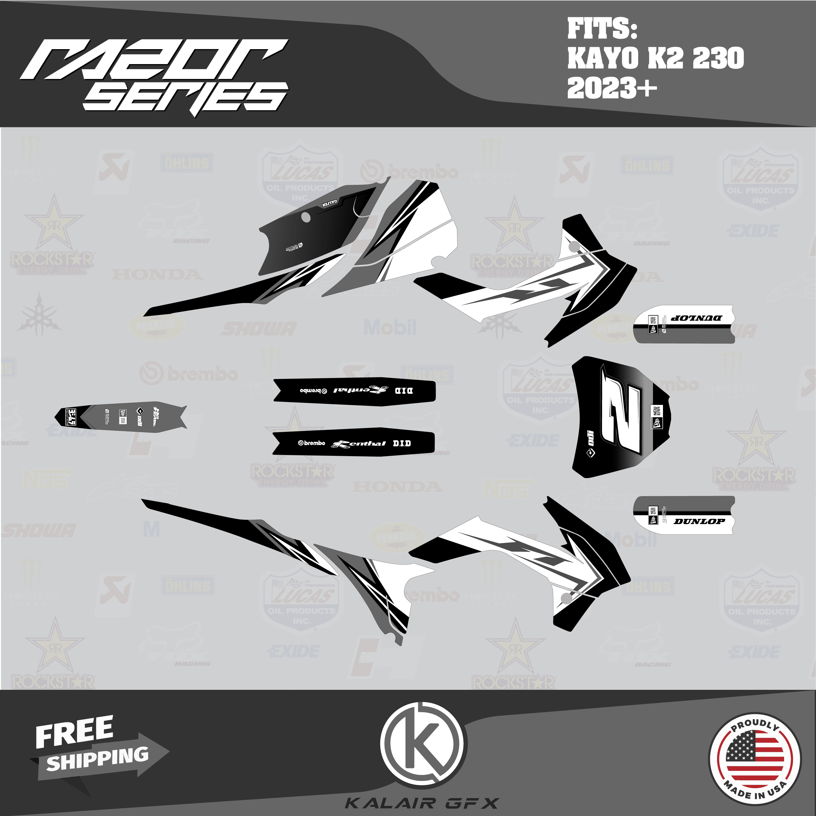 Kalair GFX Graphics Kit for Kayo K2 230 (All Years) Razor Series - Walmart.com