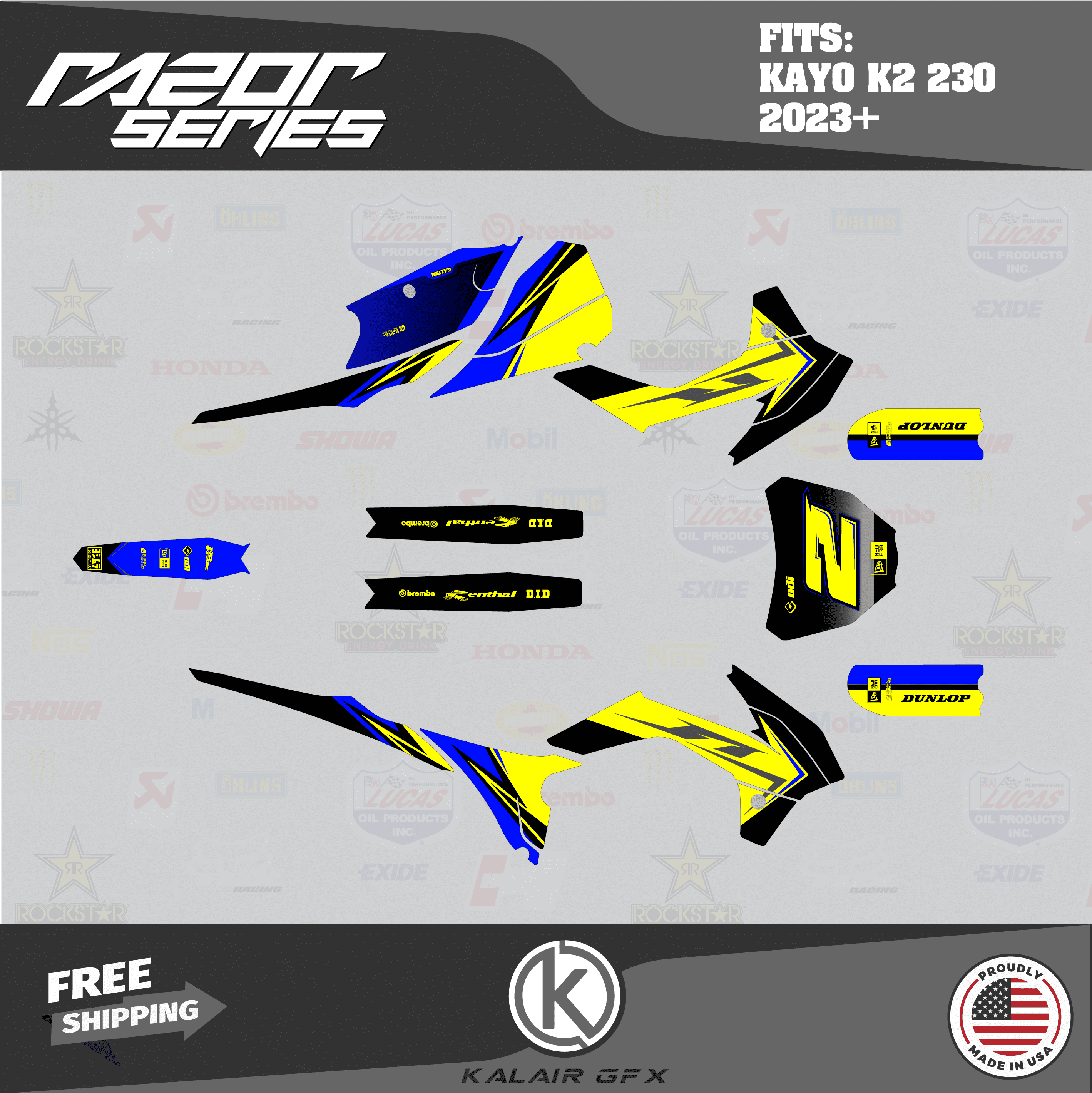 Kalair GFX Graphics Kit for Kayo K2 230 (All Years) Razor Series ...