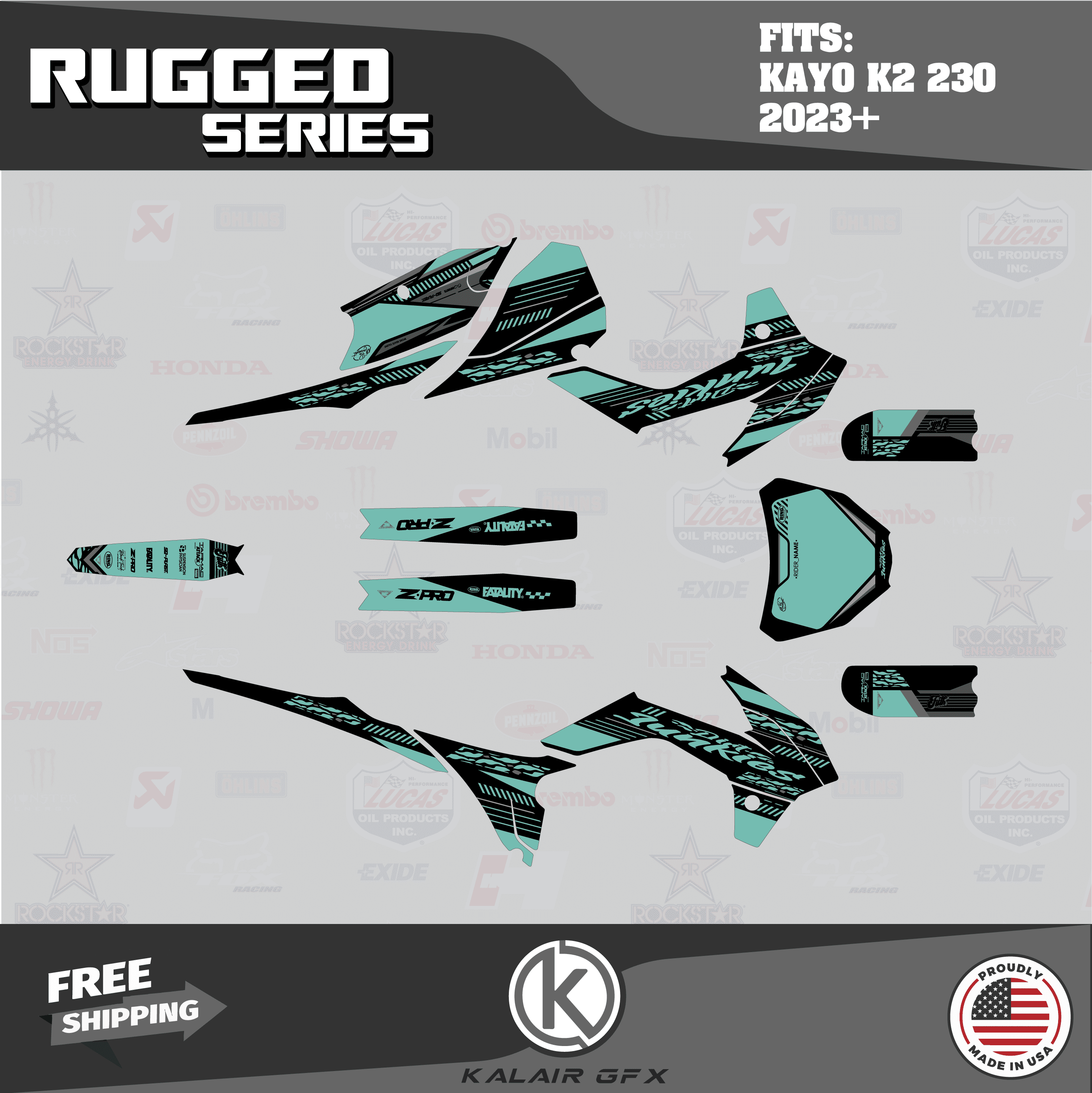 Kalair GFX Graphics Kit for Kayo K2 230 (All Years) Rugged Series ...