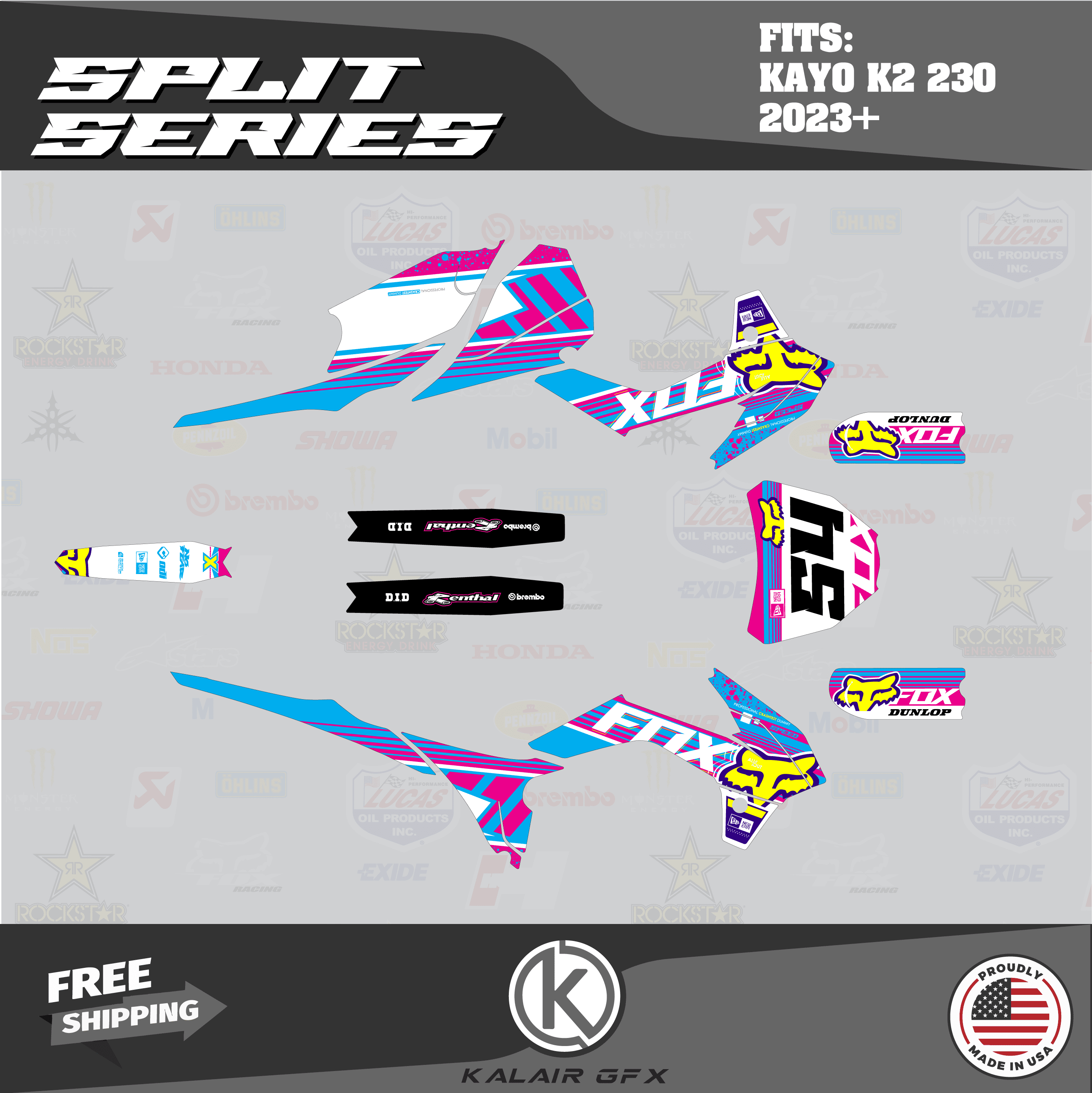 Kalair GFX Graphics Kit for Kayo K2 230 (All Years) Split Series ...