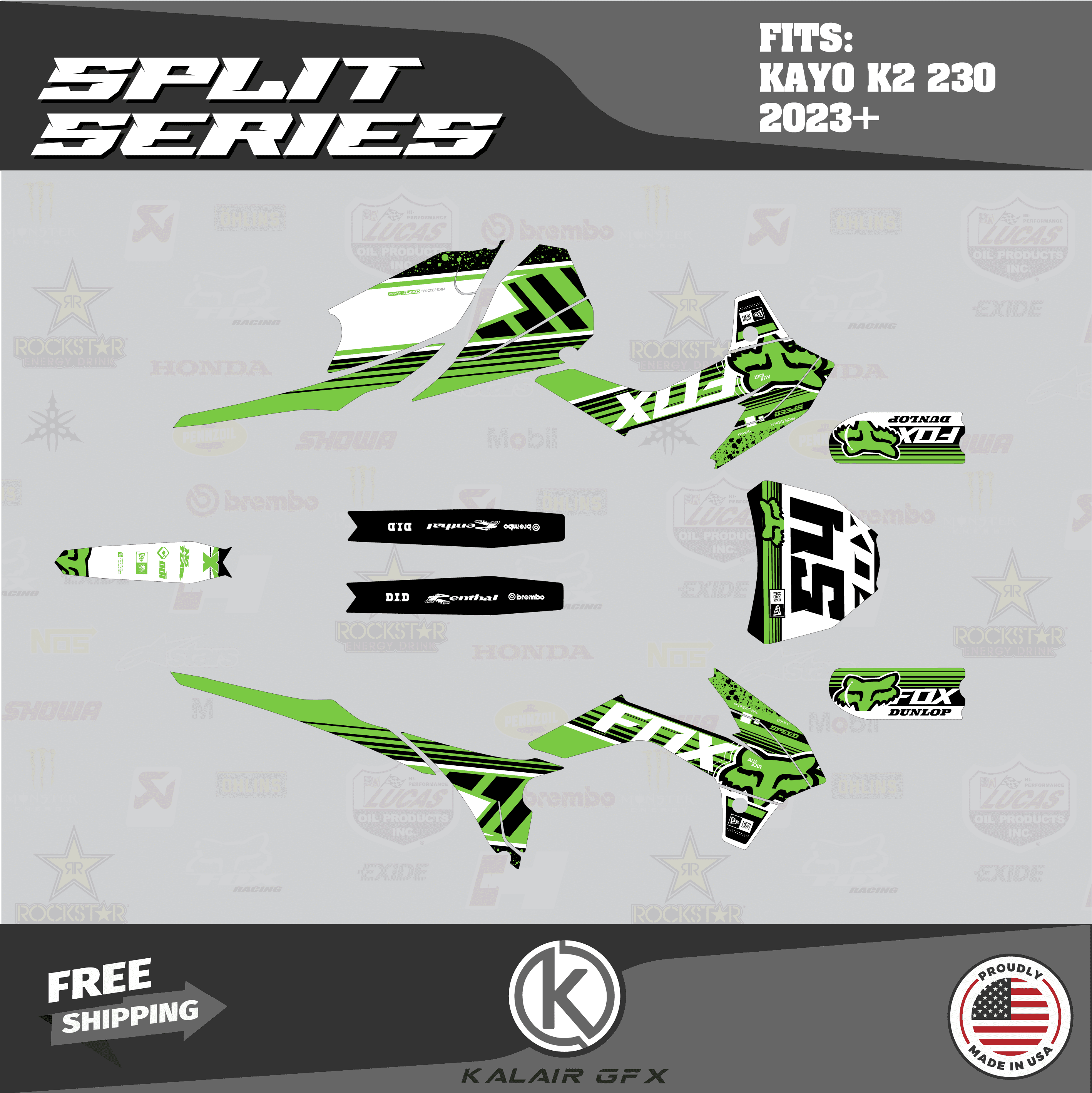 Kalair GFX Graphics Kit for Kayo K2 230 (All Years) Split Series ...