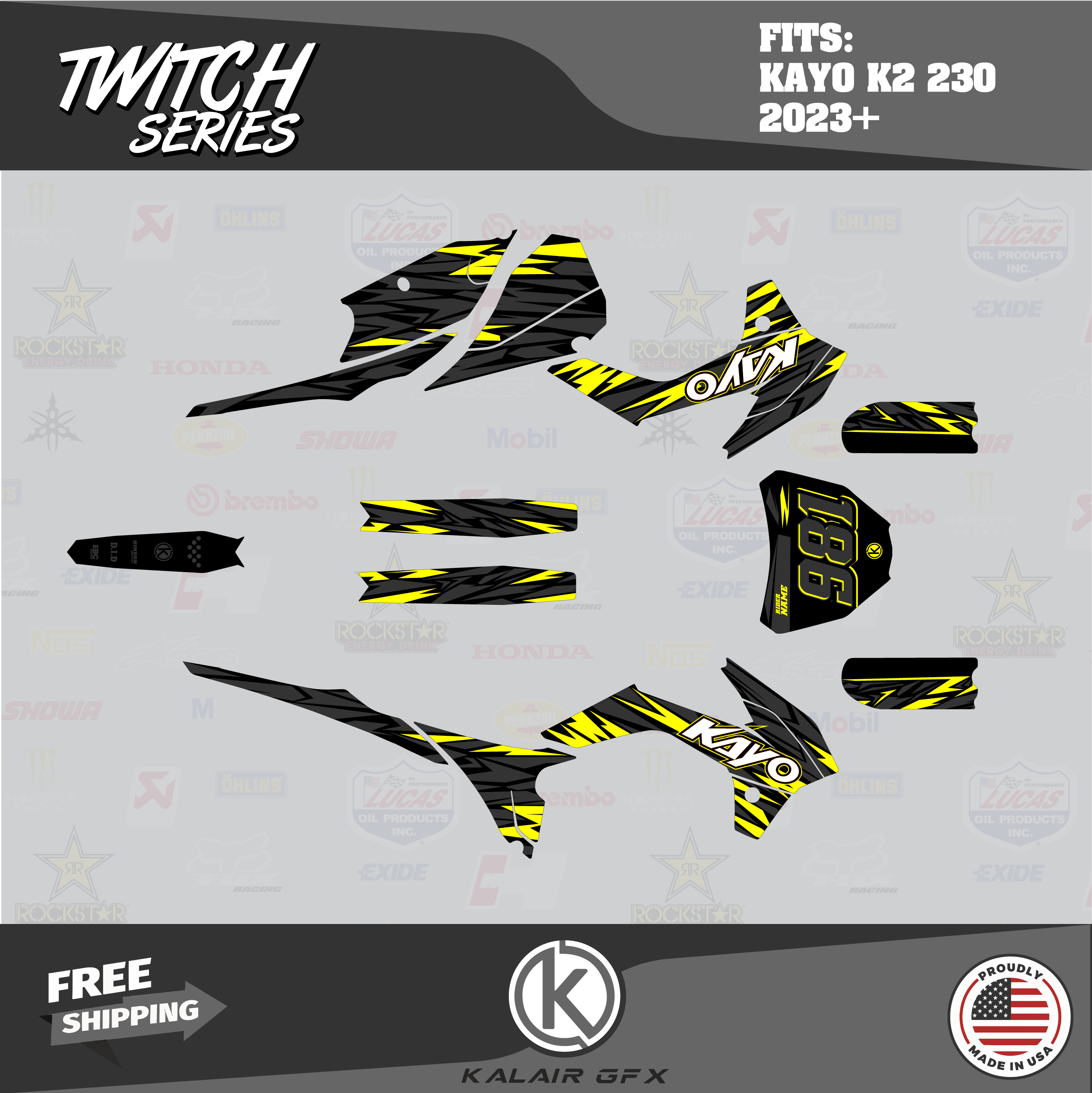 Kalair GFX Graphics Kit for Kayo K2 230 (All Years) Twitch Series ...