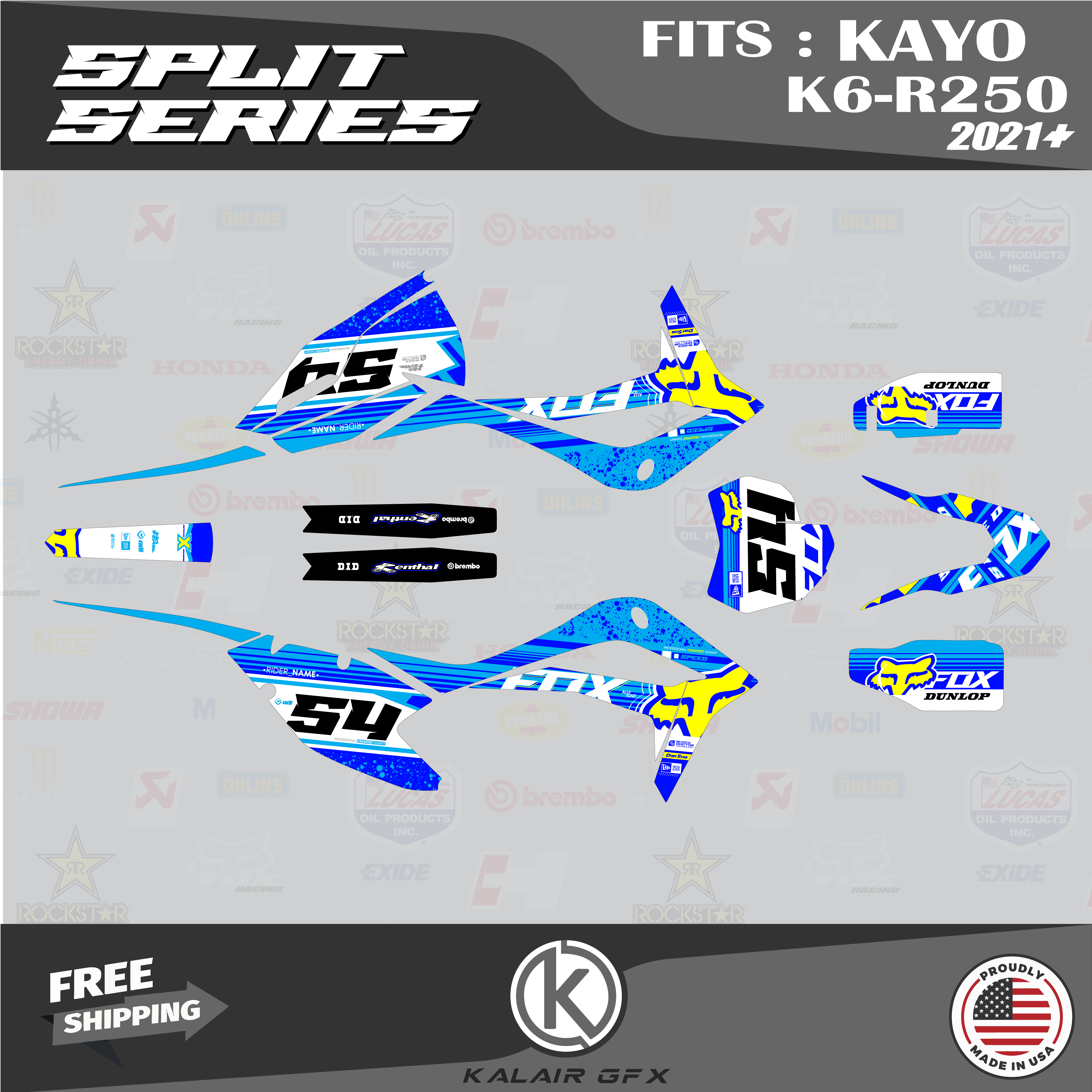 Kalair GFX Graphics Kit for Kayo K6-R250 (2021+) Split Series - Walmart.com