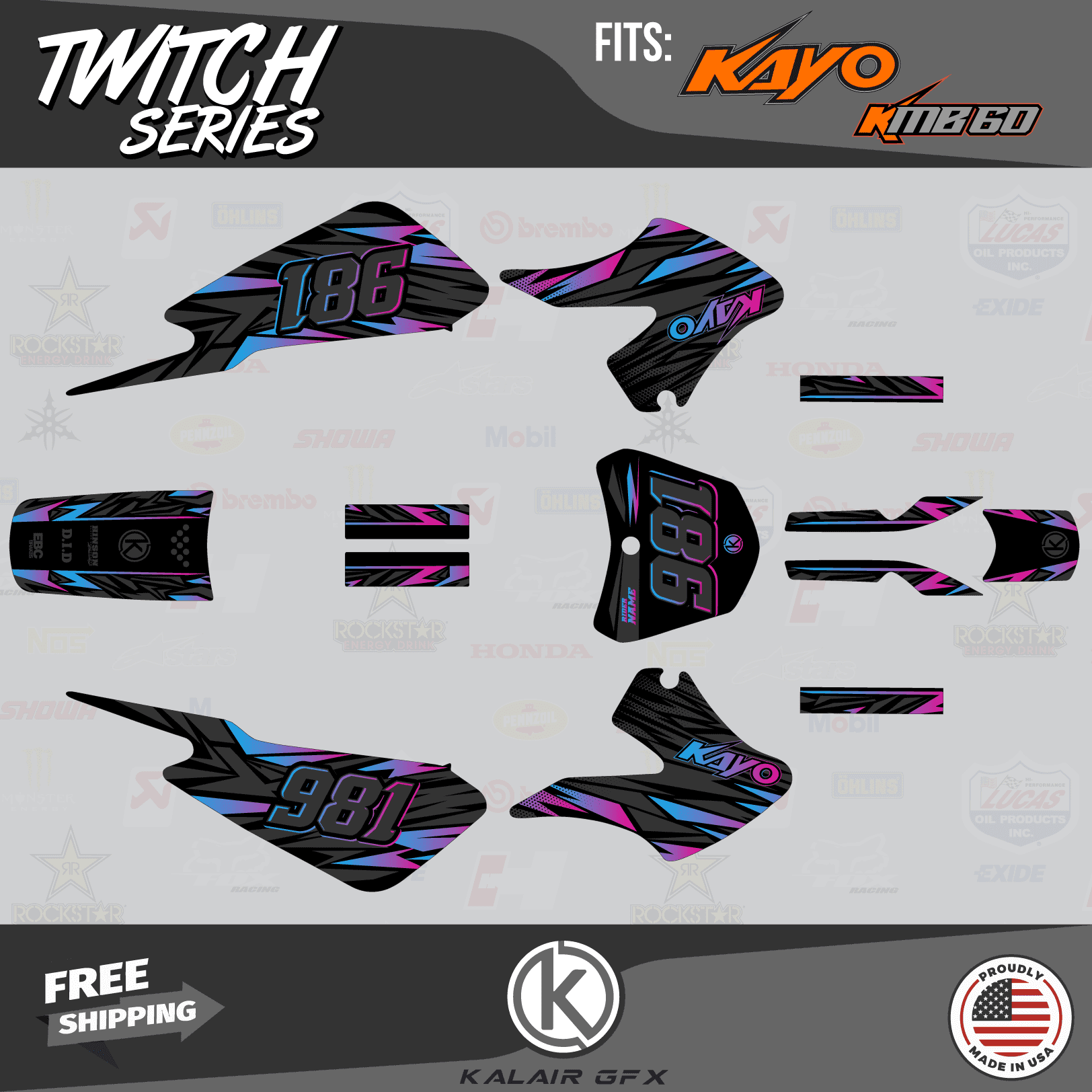 Kalair GFX Graphics Kit for Kayo KMB60 (2022-2023) Twitch Series - Walmart.com