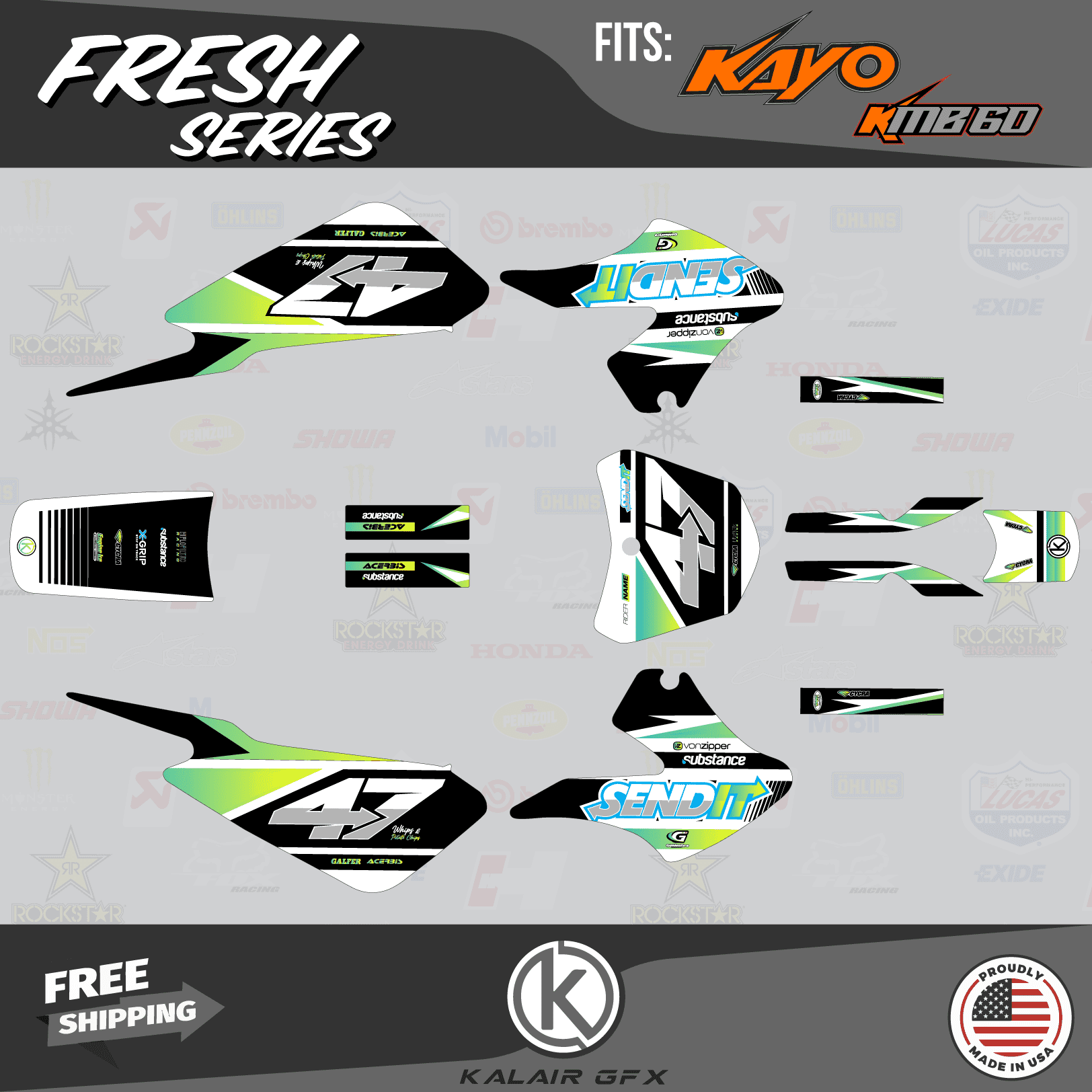 Kalair GFX Graphics Kit for Kayo KMB60 (2022-2023) Fresh Series ...
