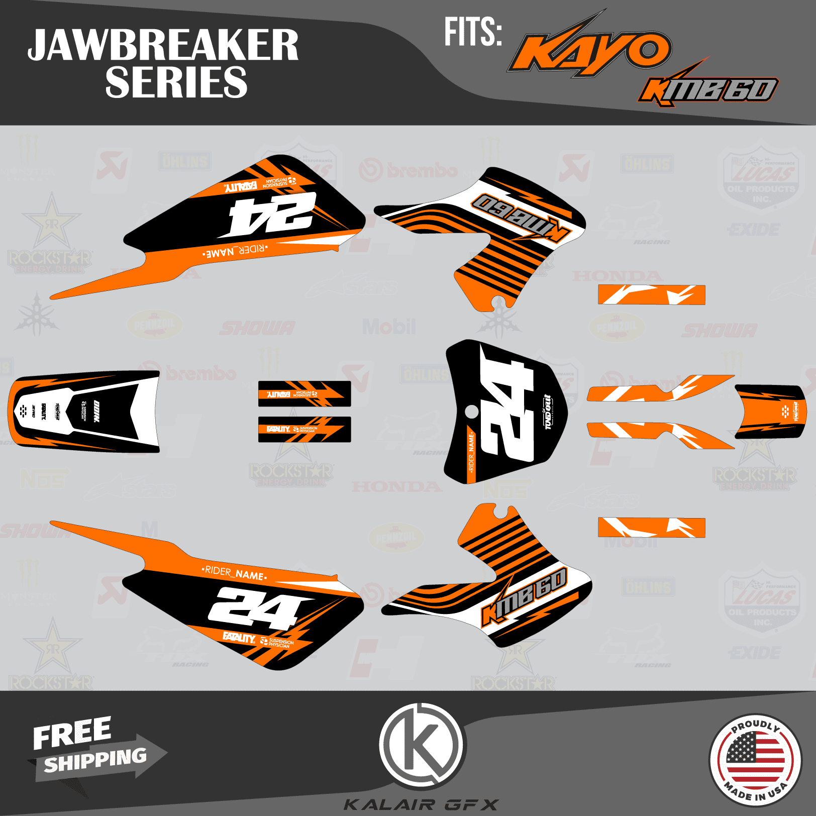 Kalair GFX Graphics Kit for Kayo KMB60 (2022-2023) Jawbreaker Series ...