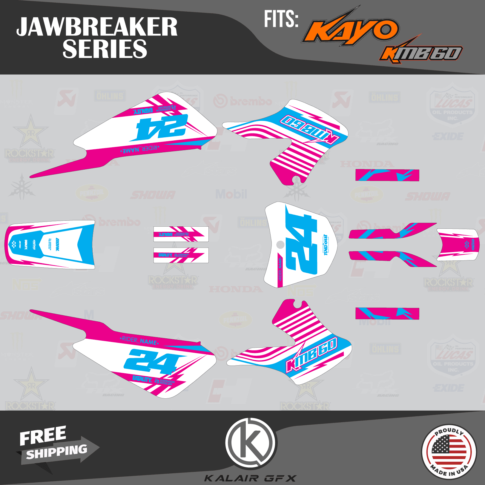 Kalair GFX Graphics Kit for Kayo KMB60 (2022-2023) Jawbreaker Series ...