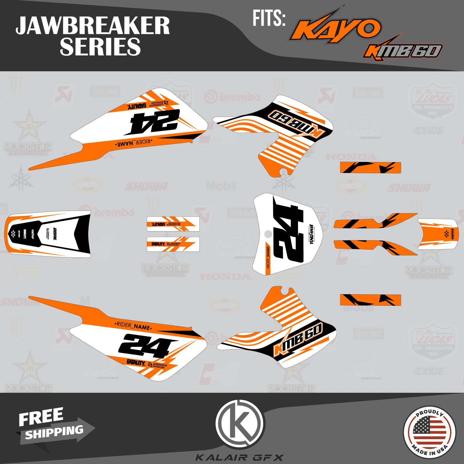 Kalair GFX Graphics Kit for Kayo KMB60 (2022-2023) Jawbreaker Series ...