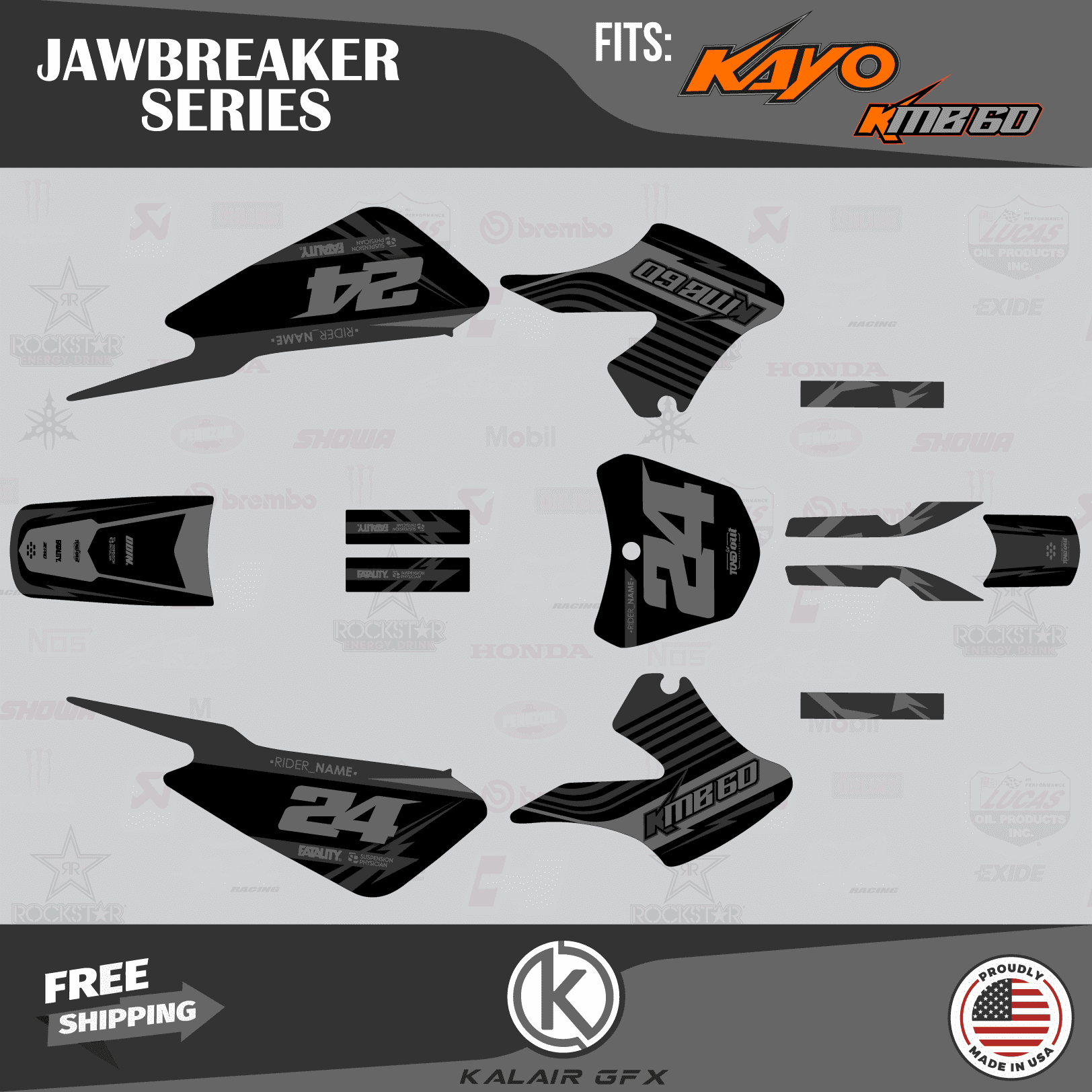 Kalair GFX Graphics Kit for Kayo KMB60 (2022-2023) Jawbreaker Series ...