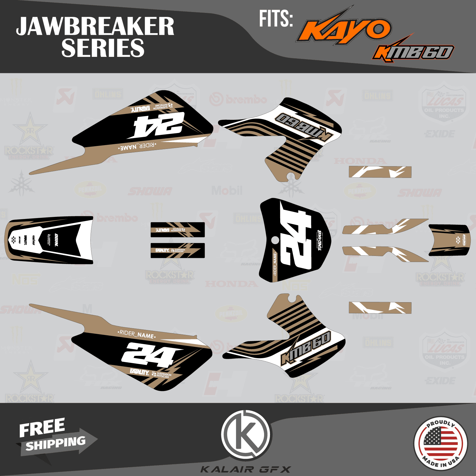 Kalair GFX Graphics Kit for Kayo KMB60 (2022-2024) Jawbreaker Series ...