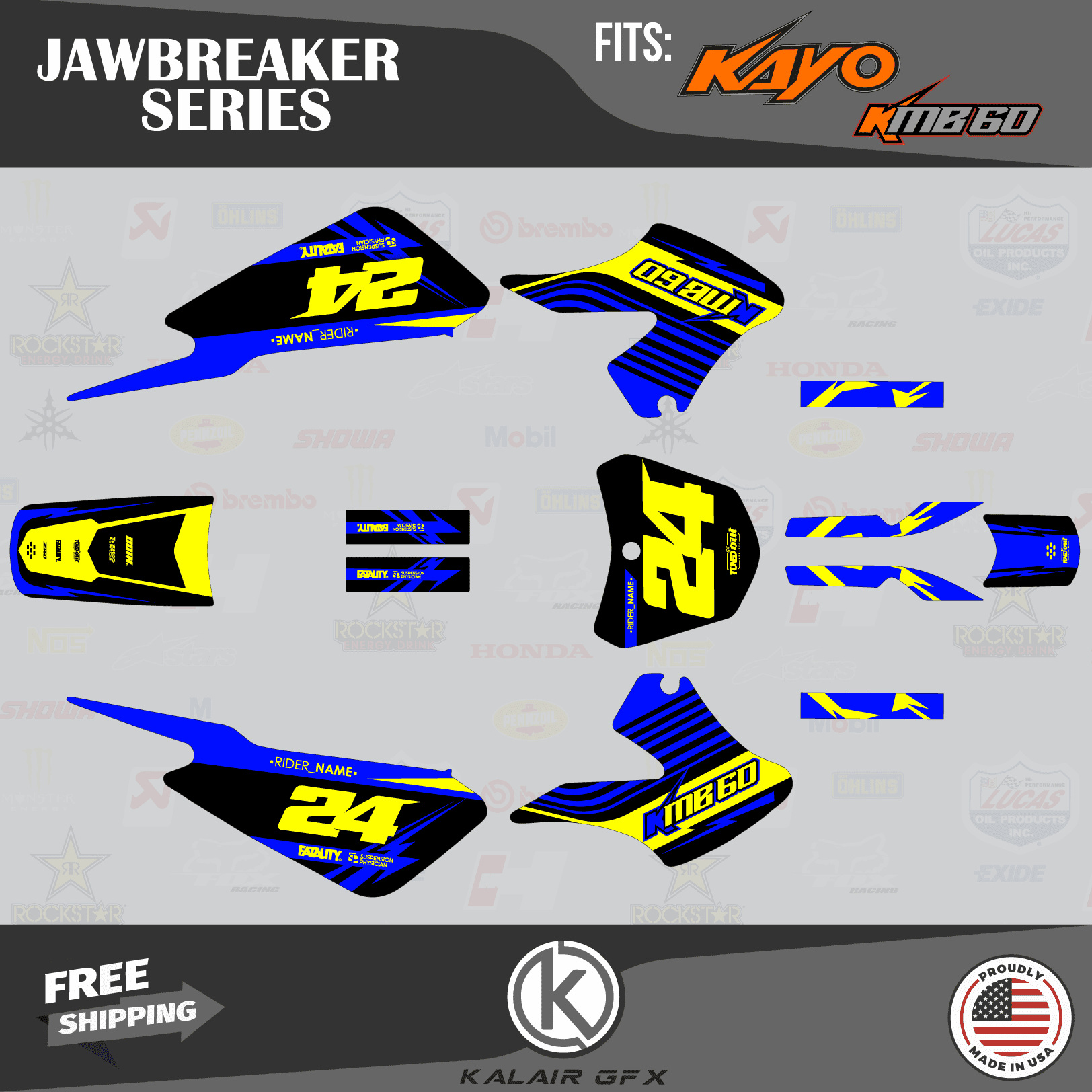 Kalair GFX Graphics Kit for Kayo KMB60 (2022-2023) Jawbreaker Series ...
