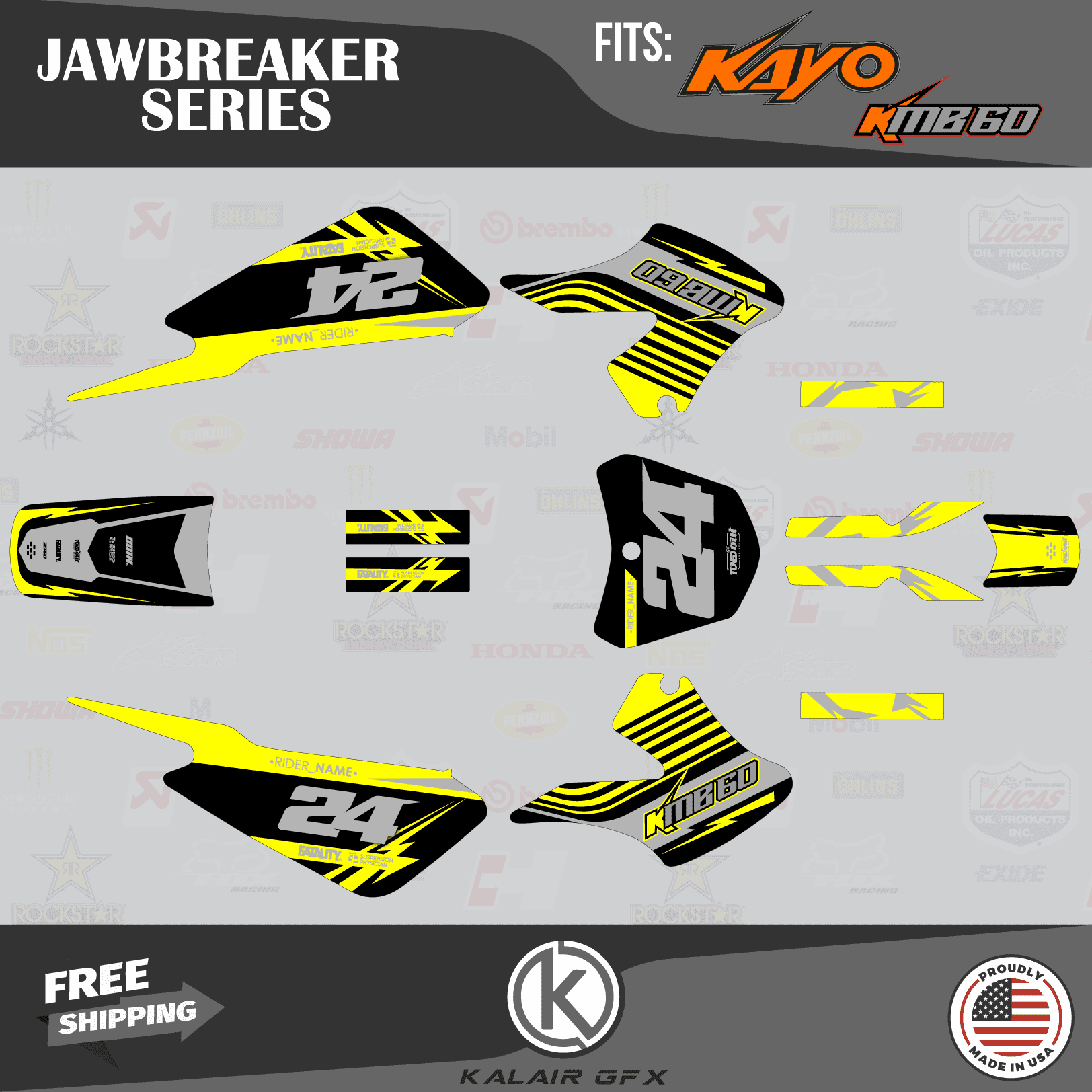 Kalair GFX Graphics Kit for Kayo KMB60 (2022-2023) Jawbreaker Series ...