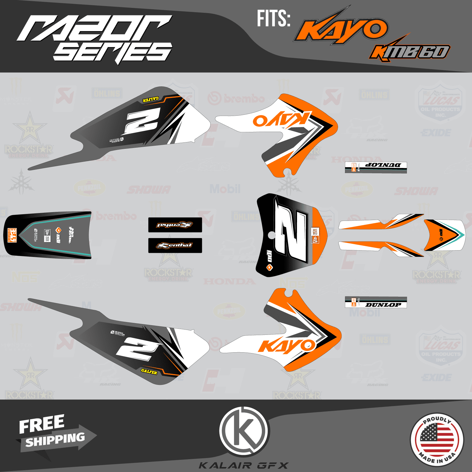 Kalair GFX Graphics Kit for Kayo KMB60 (2022-2023) Razor Series ...