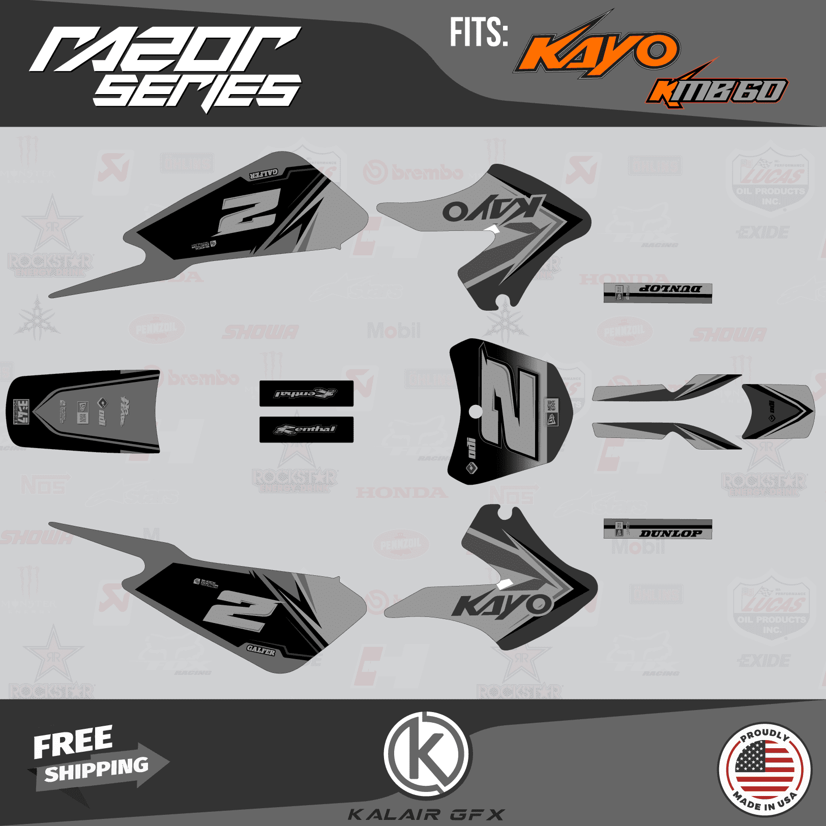 Kalair GFX Graphics Kit for Kayo KMB60 (2022-2023) Razor Series ...
