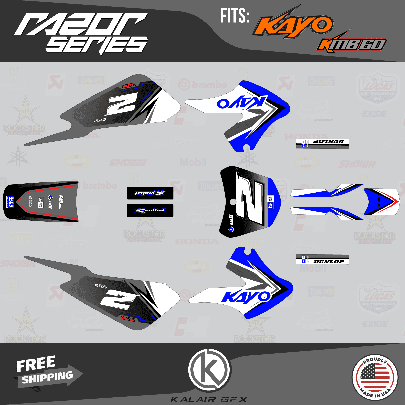 Kalair GFX Graphics Kit for Kayo KMB60 (2022-2023) Razor Series ...