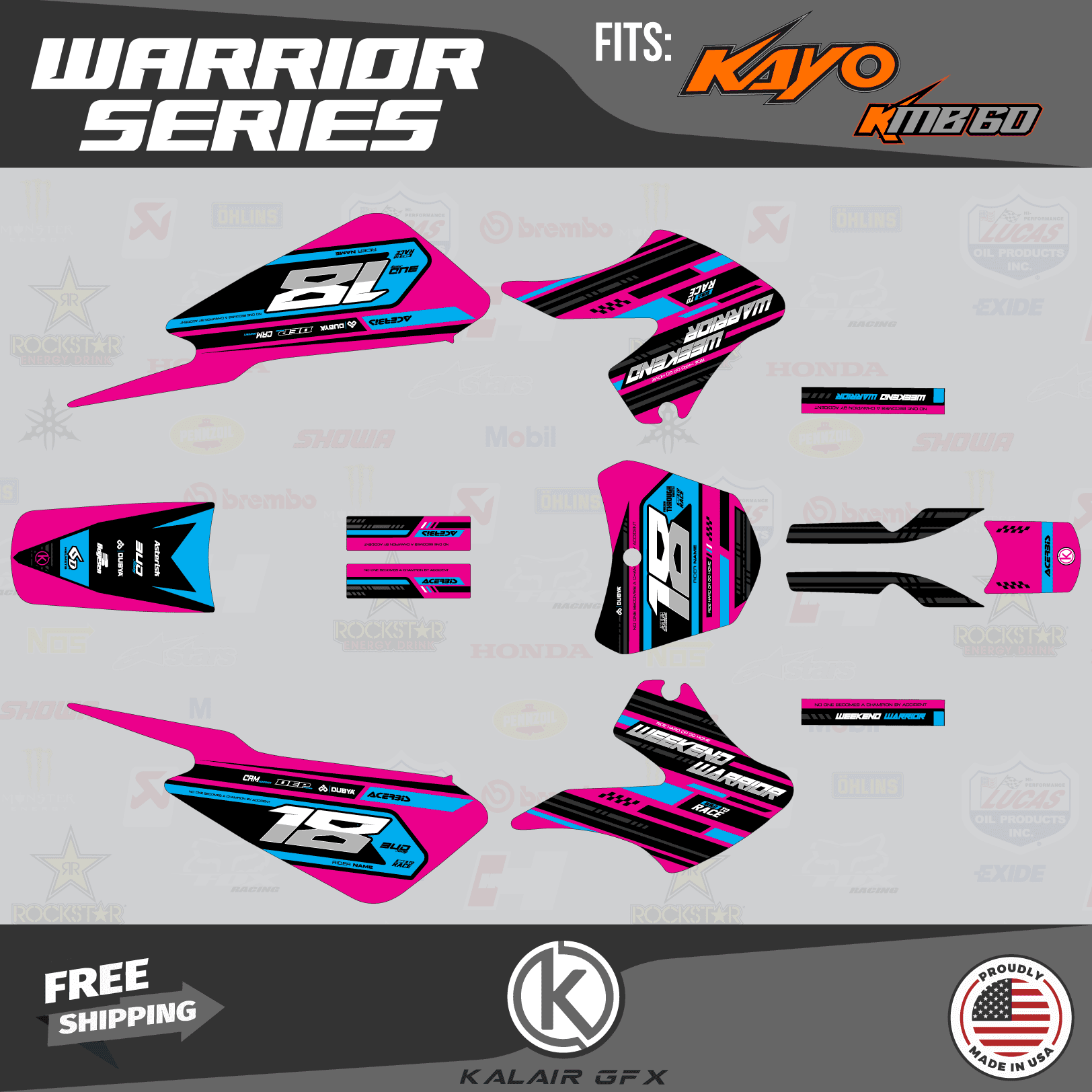 Kalair GFX Graphics Kit for Kayo KMB60 (2022-2023) Warrior Series ...