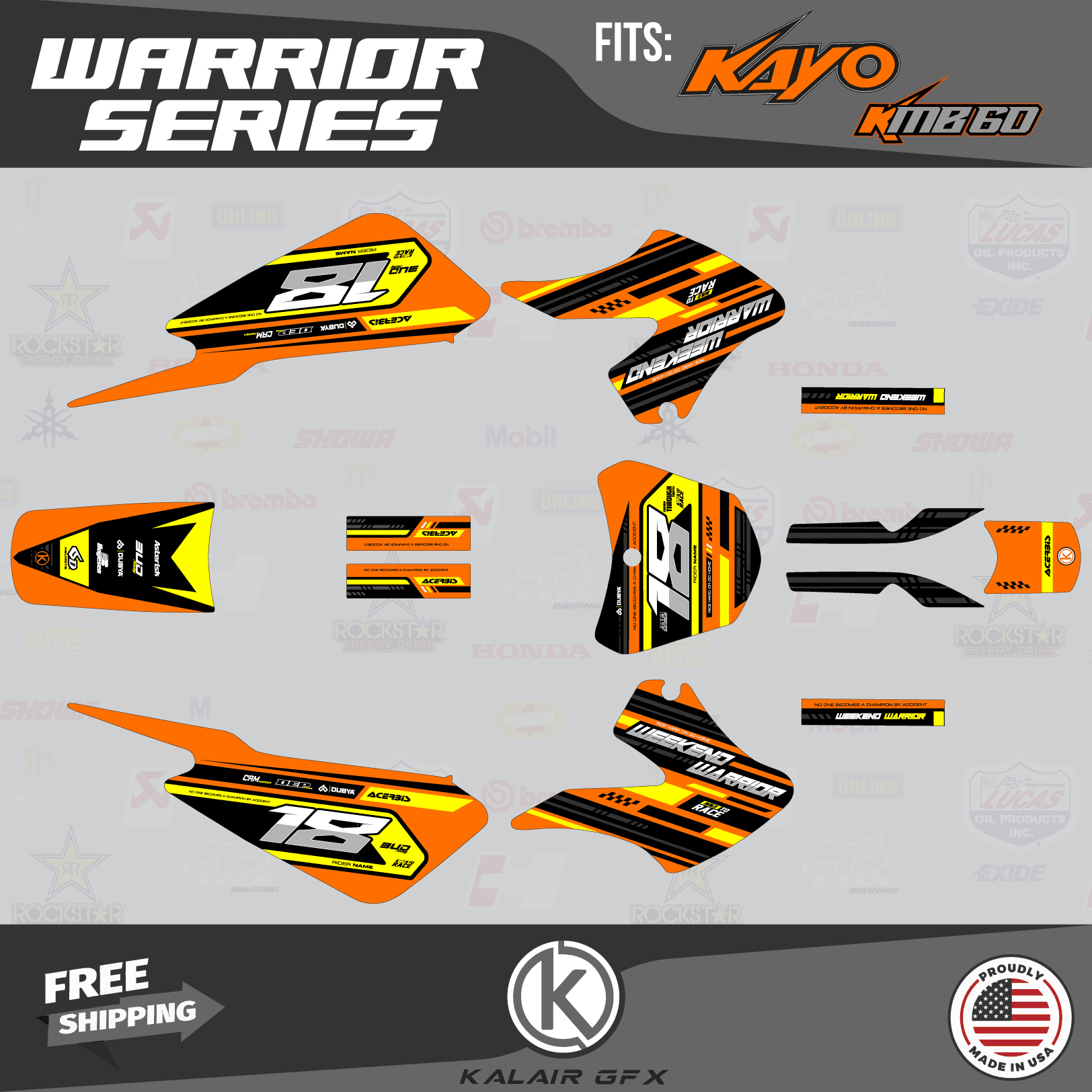 Kalair GFX Graphics Kit for Kayo KMB60 (2022-2023) Warrior Series ...