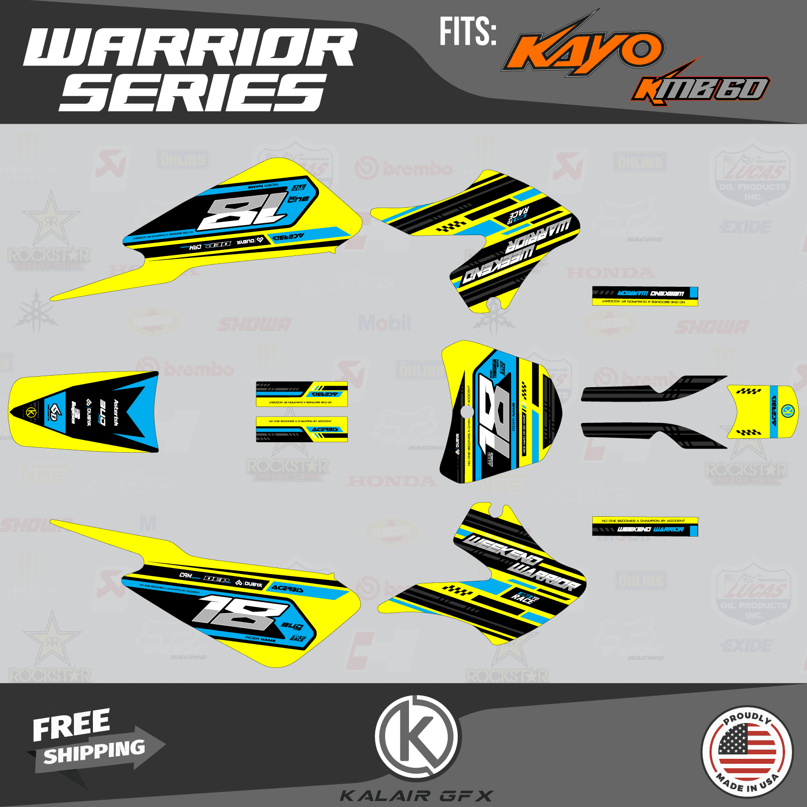 Kalair GFX Graphics Kit for Kayo KMB60 (2022-2023) Warrior Series ...
