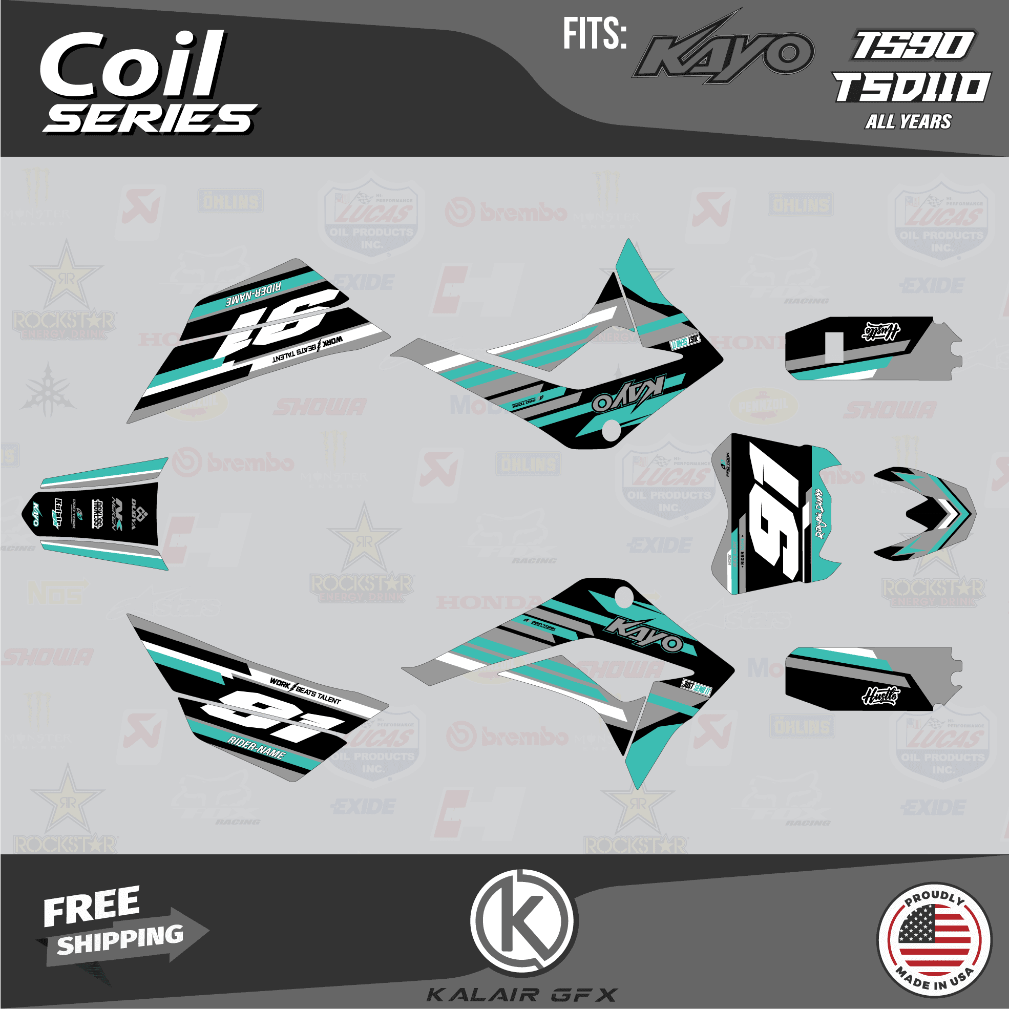 Kalair GFX Graphics Kit for Kayo Kayo Pit Bike TS90 and TSD110 (All ...